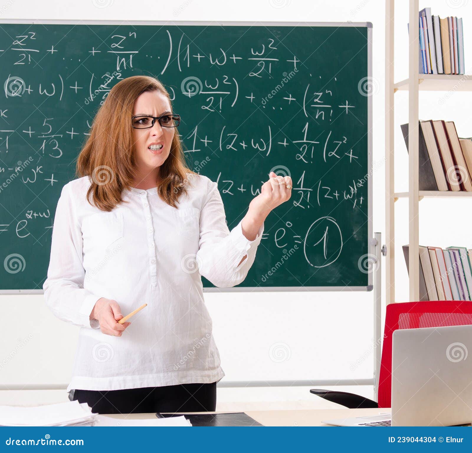 The Female Math Teacher in the Classroom Stock Photo - Image of ...