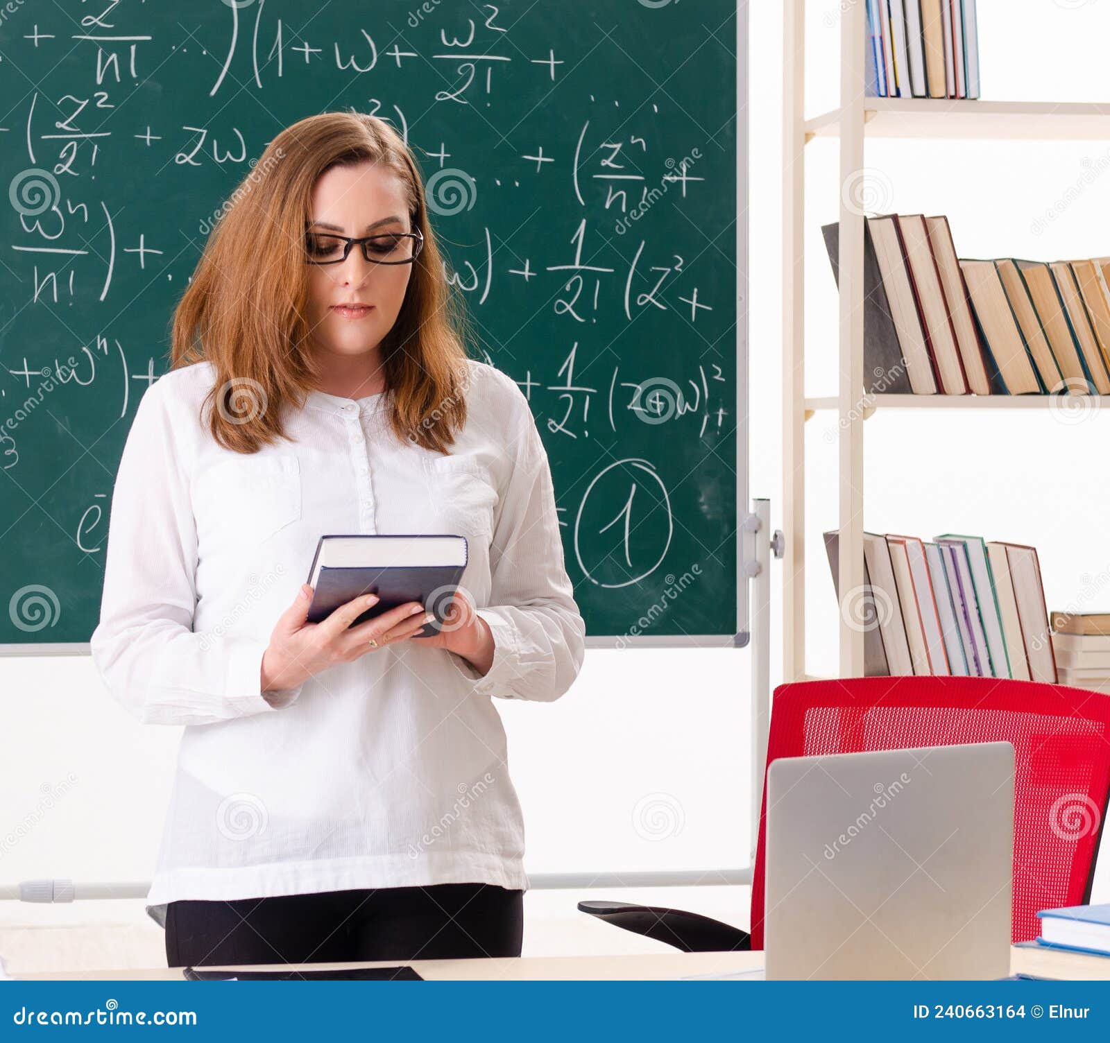 The Female Math Teacher in the Classroom Stock Photo - Image of ...