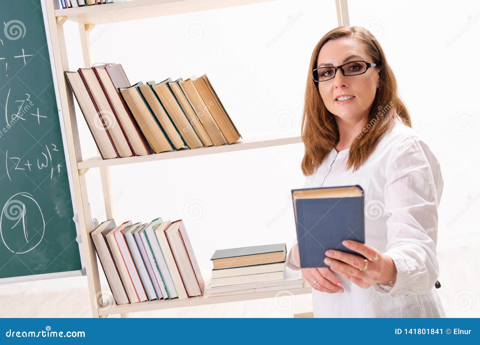 The Female Math Teacher in the Classroom Stock Image - Image of formula ...