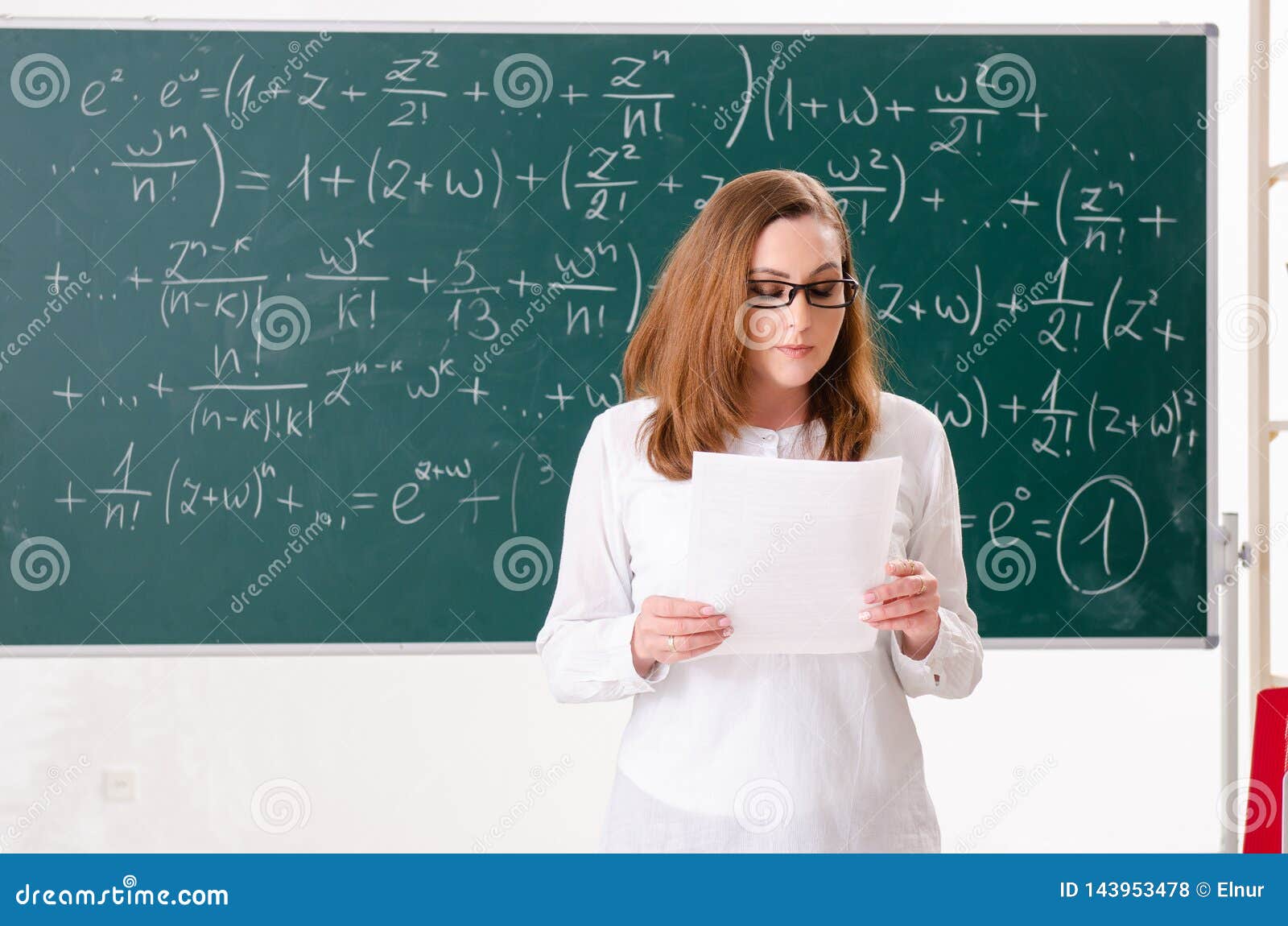 The Female Math Teacher in the Classroom Stock Photo - Image of ...