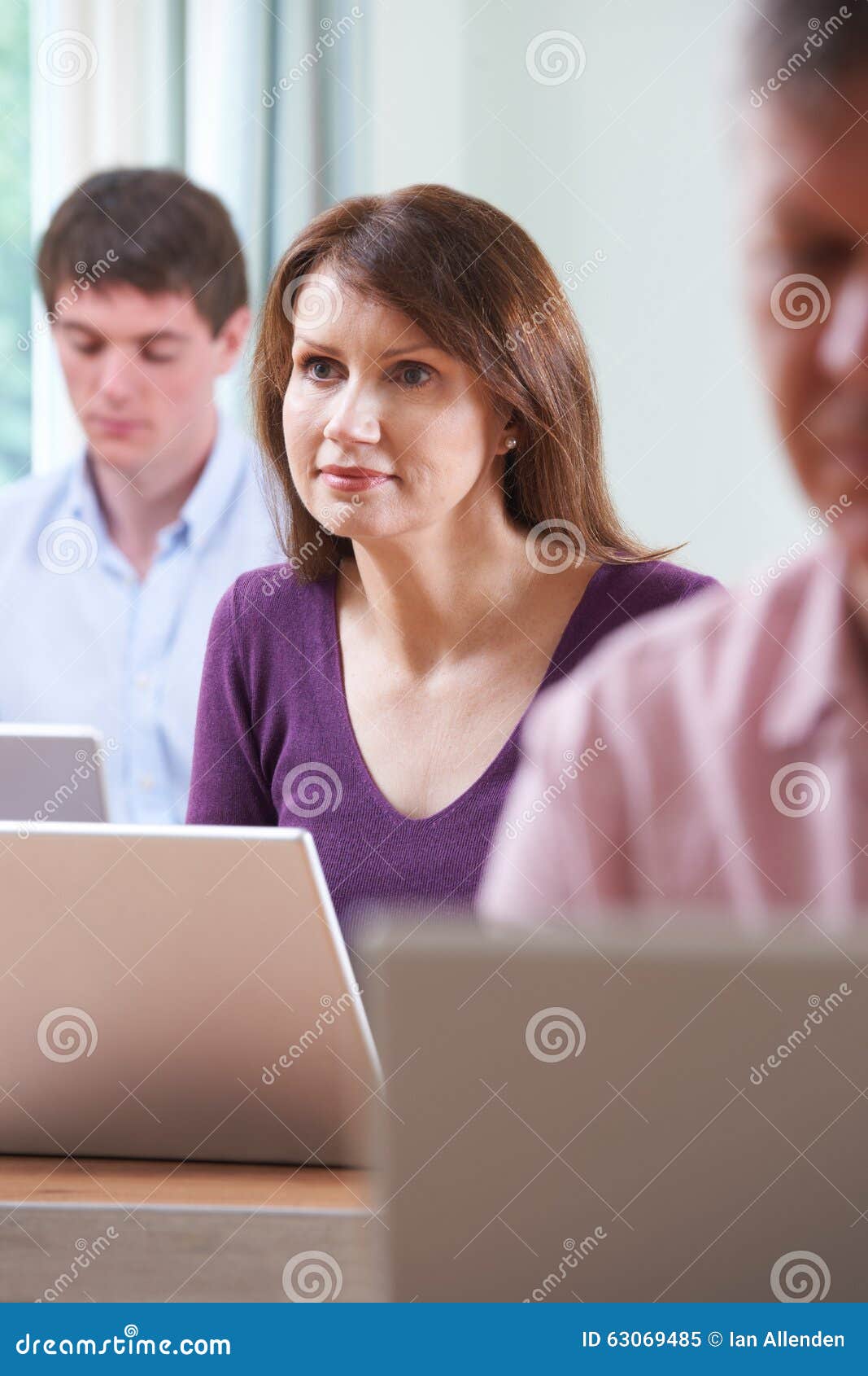 Female Mature Student in Adult Education Computer Class Stock Image ...