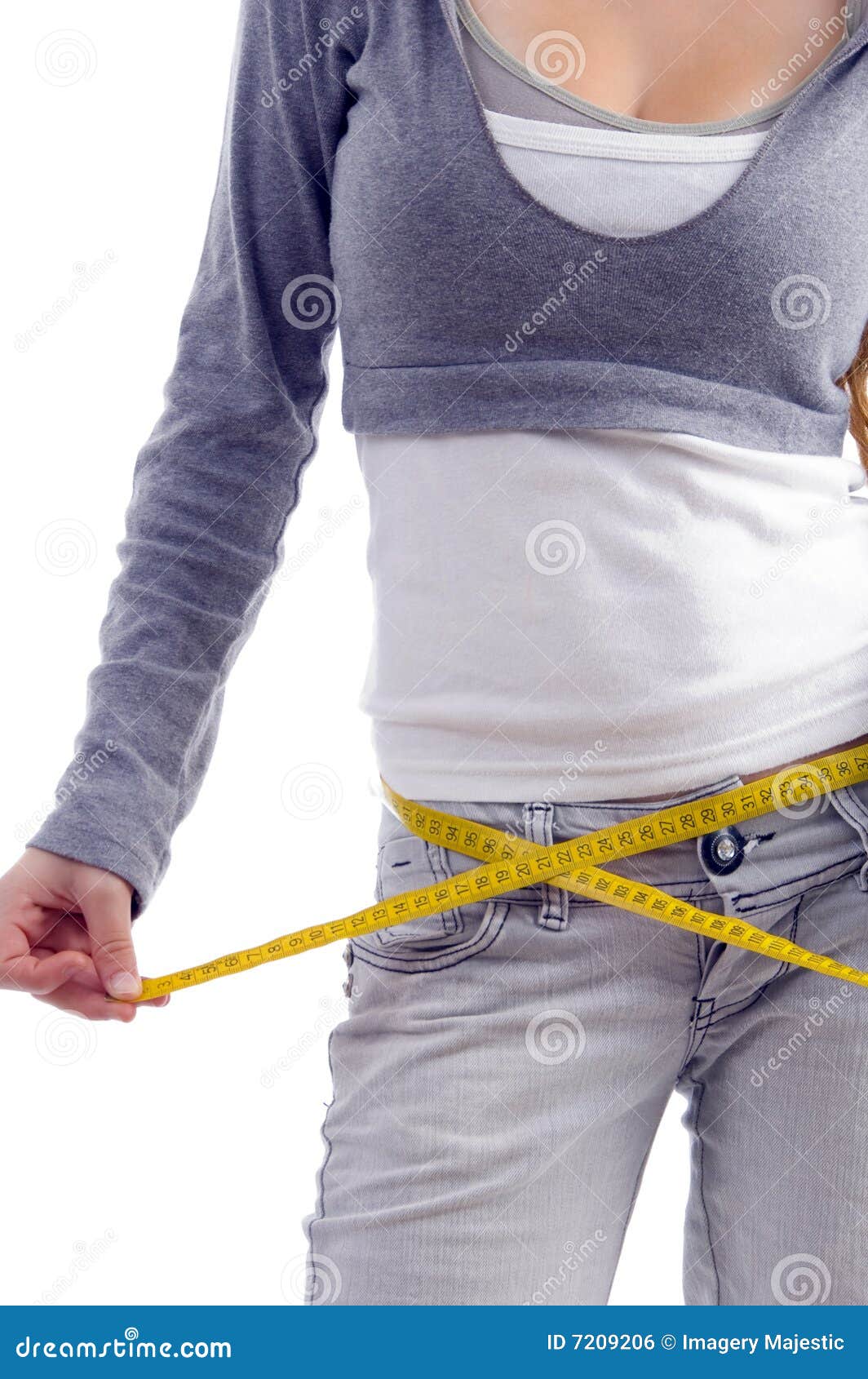 Female Measuring Her Waist with Tape Stock Photo - Image of feminine ...