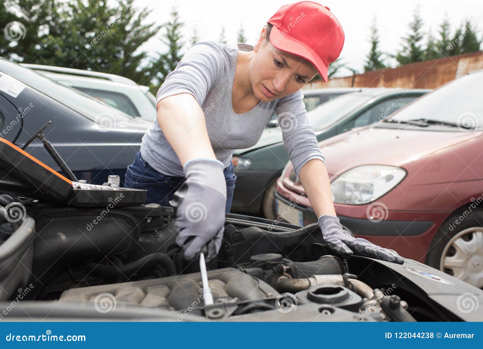 Female mechanic at work stock photo. Image of female - 122044238