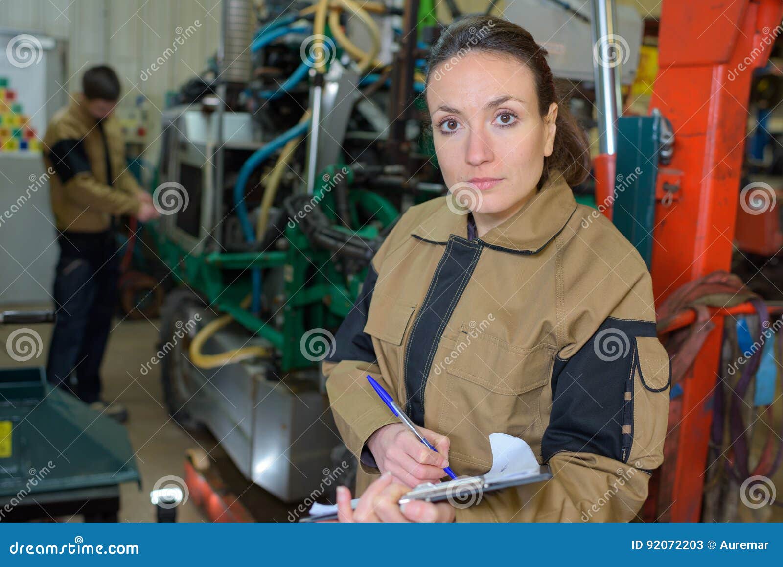 Female Mechanic at Work in Factory Stock Image - Image of welder, suit ...