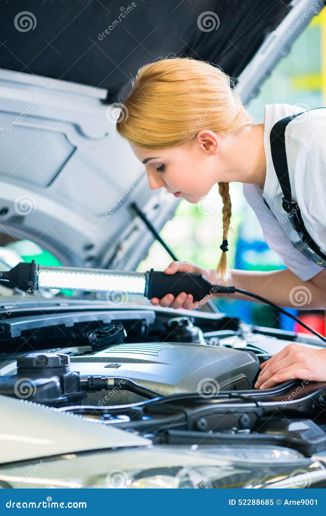 Female Mechanic Working in Car Workshop Stock Image - Image of shop ...