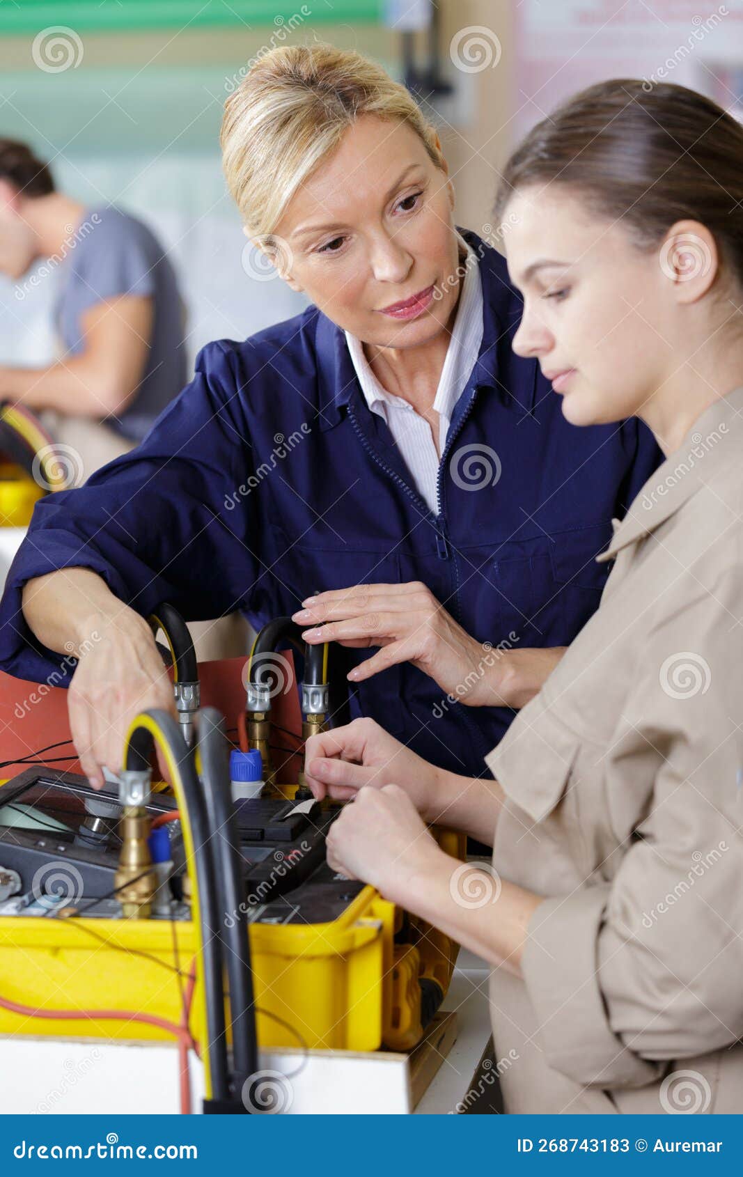 Female Mechanical Trainer Demonstrating Work Stock Image - Image of ...