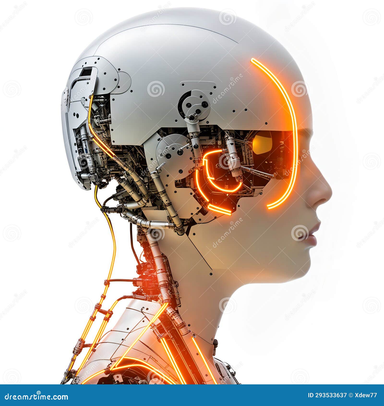 Female Mechanoid Head As Artificial Intelligence Stock Illustration ...