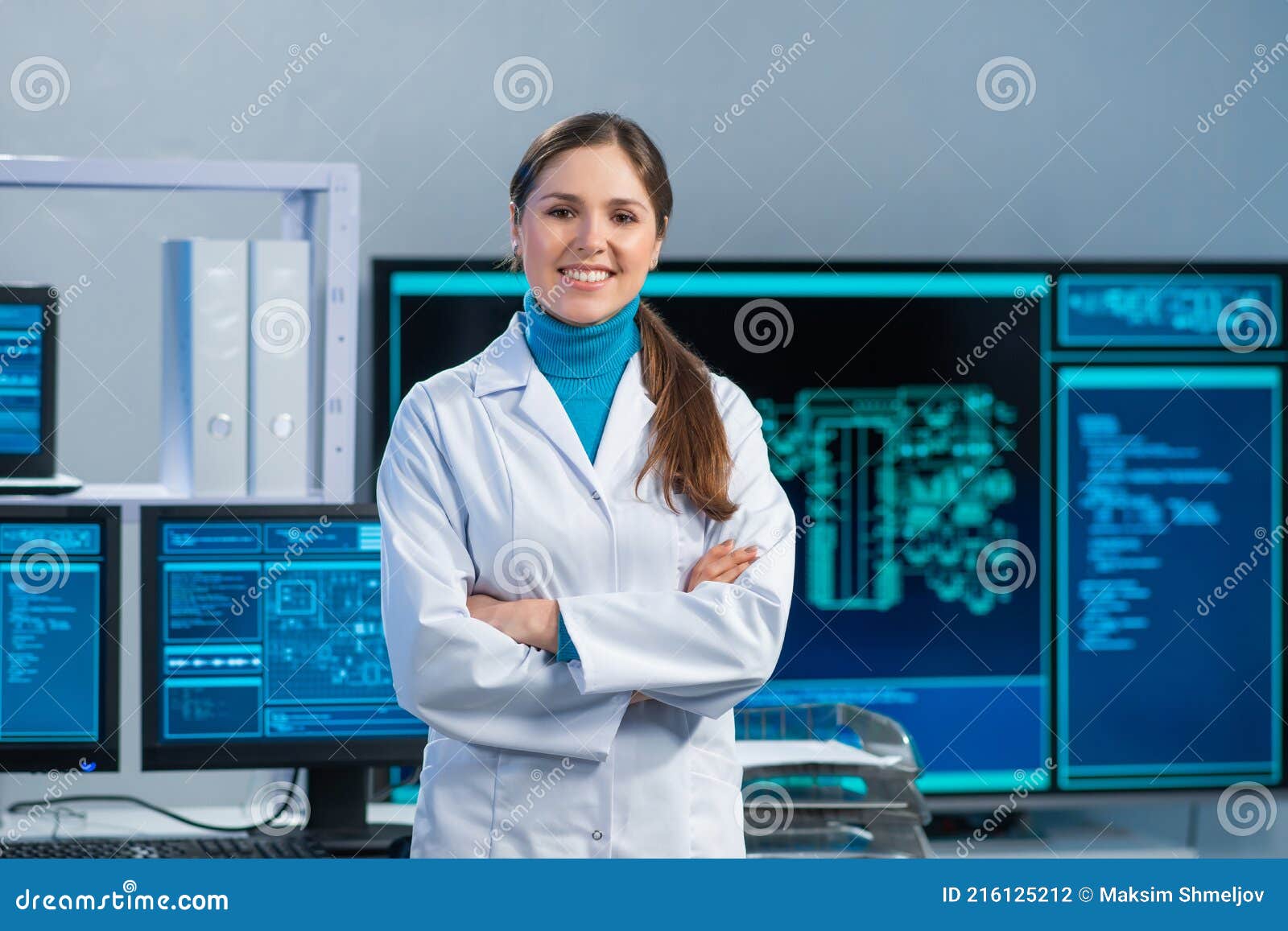 Female Microelectronics Engineer Works in a Scientific Laboratory on ...