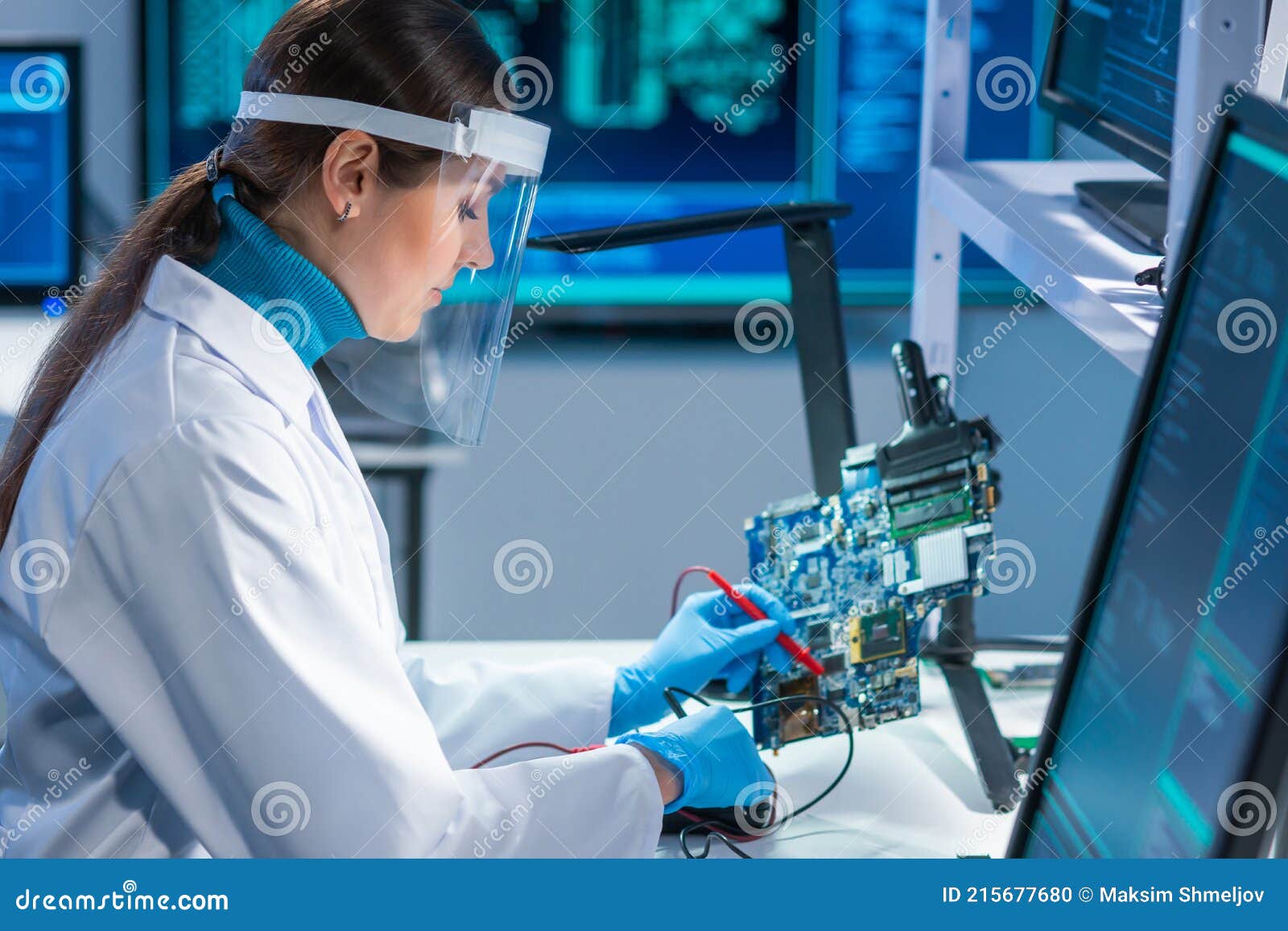 Female Microelectronics Engineer Works in a Scientific Laboratory on ...