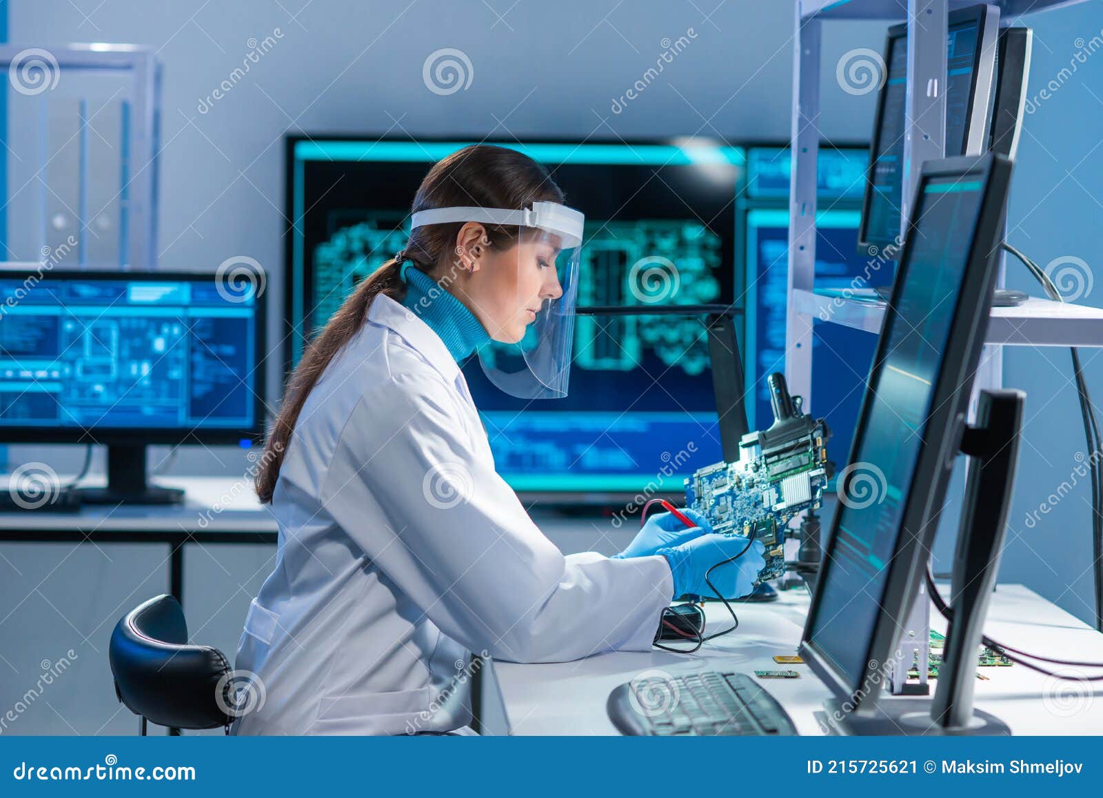 Female Microelectronics Engineer Works in a Scientific Laboratory on ...