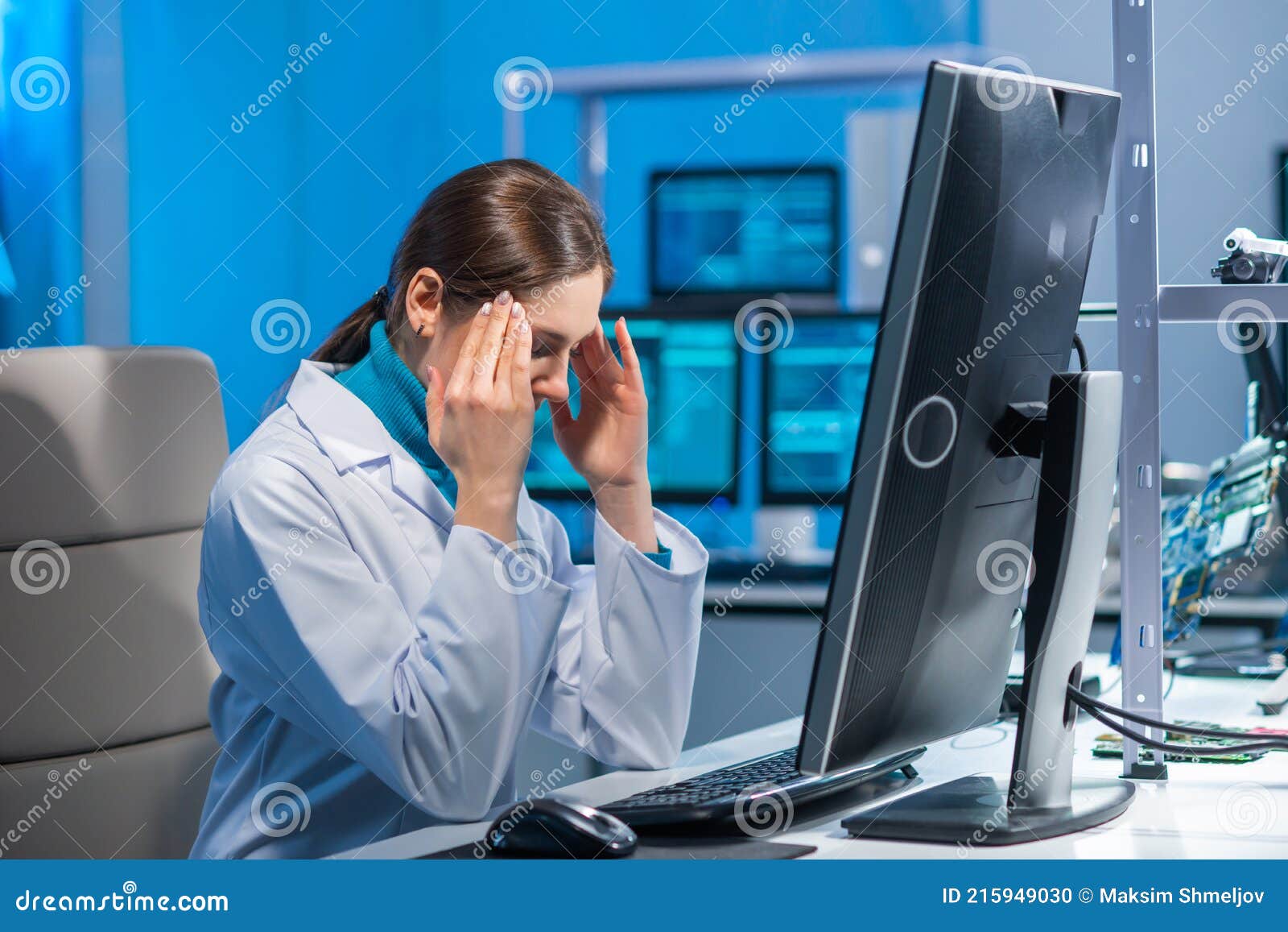 Female Microelectronics Engineer Works in a Scientific Laboratory on ...