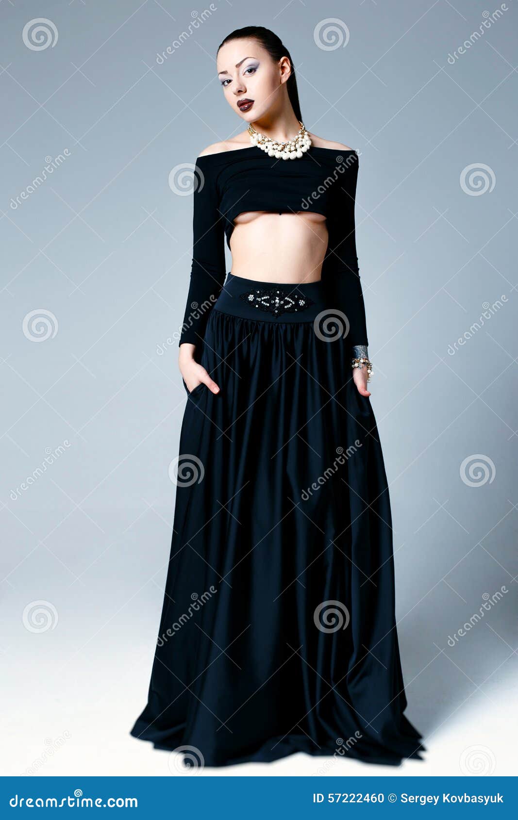 Female Model in Black Clothes Stock Photo - Image of jewelry ...
