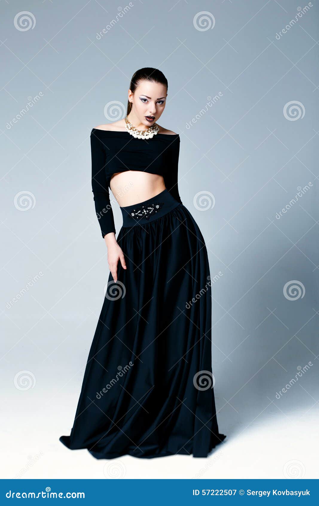 Female Model in Black Clothes Stock Image - Image of beauty, dress ...
