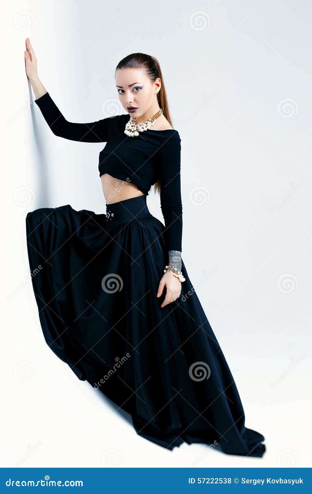 Female Model in Black Clothes Stock Photo - Image of romantic, pose ...