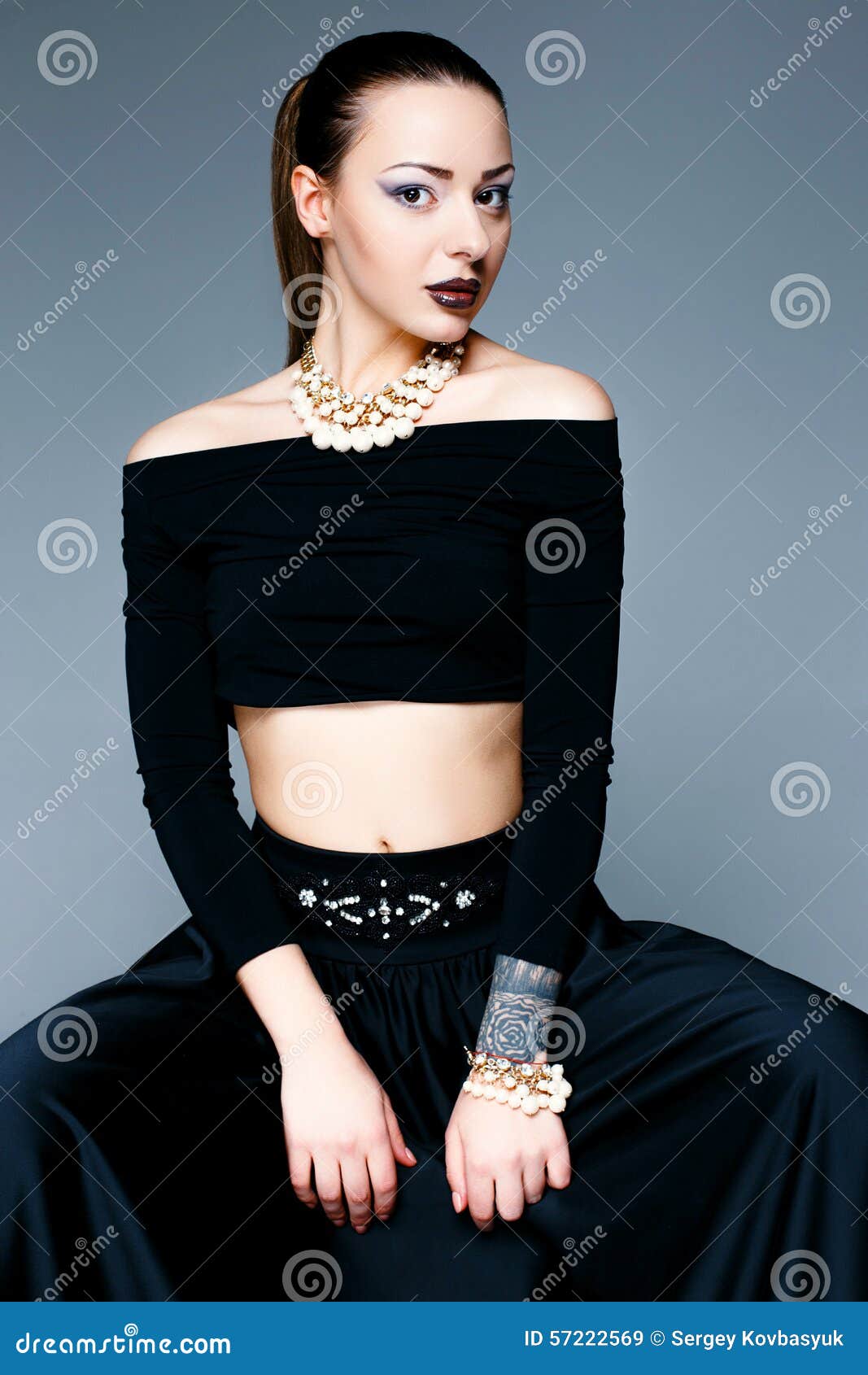 Female Model in Black Clothes Stock Image - Image of black, modern ...