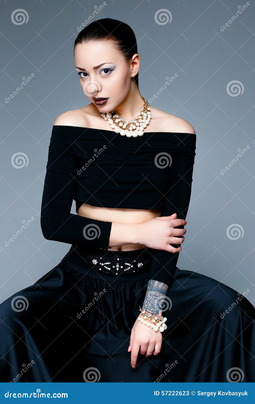 Female Model in Black Clothes Stock Image - Image of seductive, glamour ...
