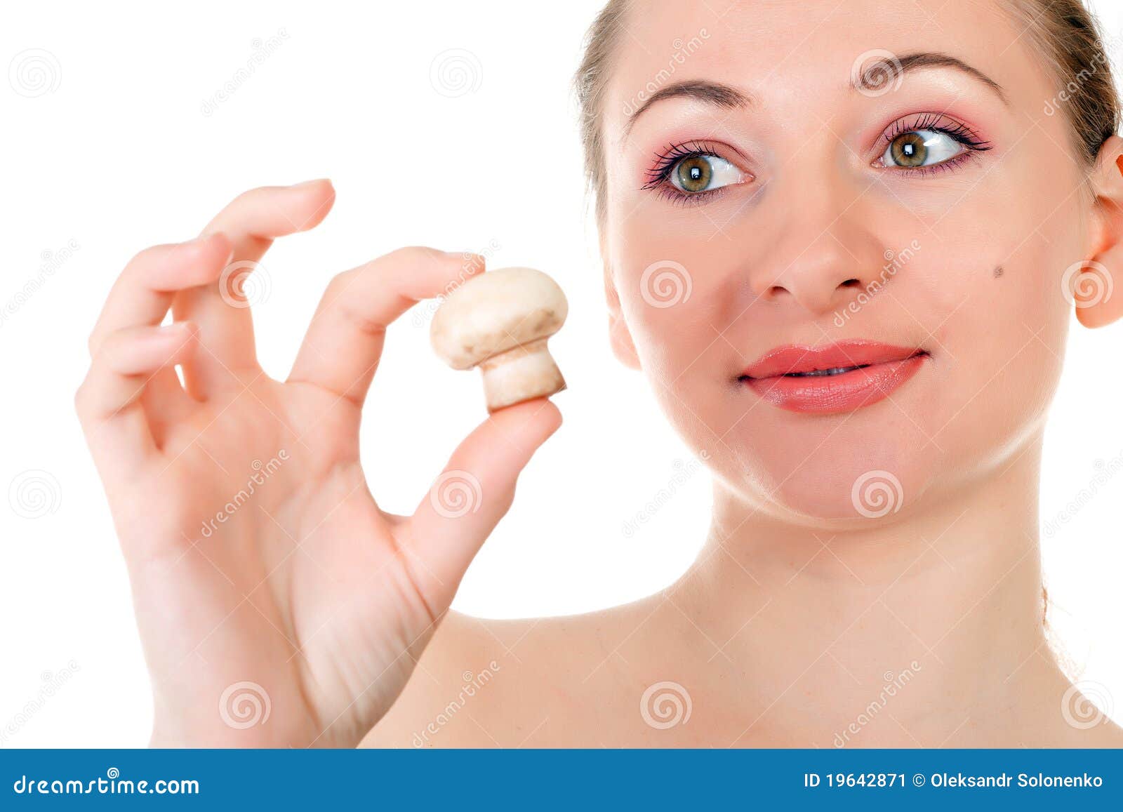 Female Model with a Champignon Mushroom Stock Image - Image of healthy ...