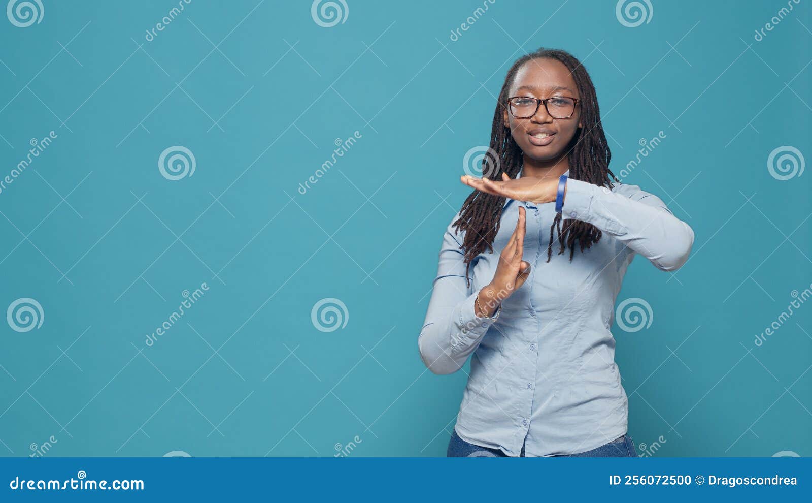 Female Model Doing Timeout Pause Gesture on Camera Stock Photo - Image ...