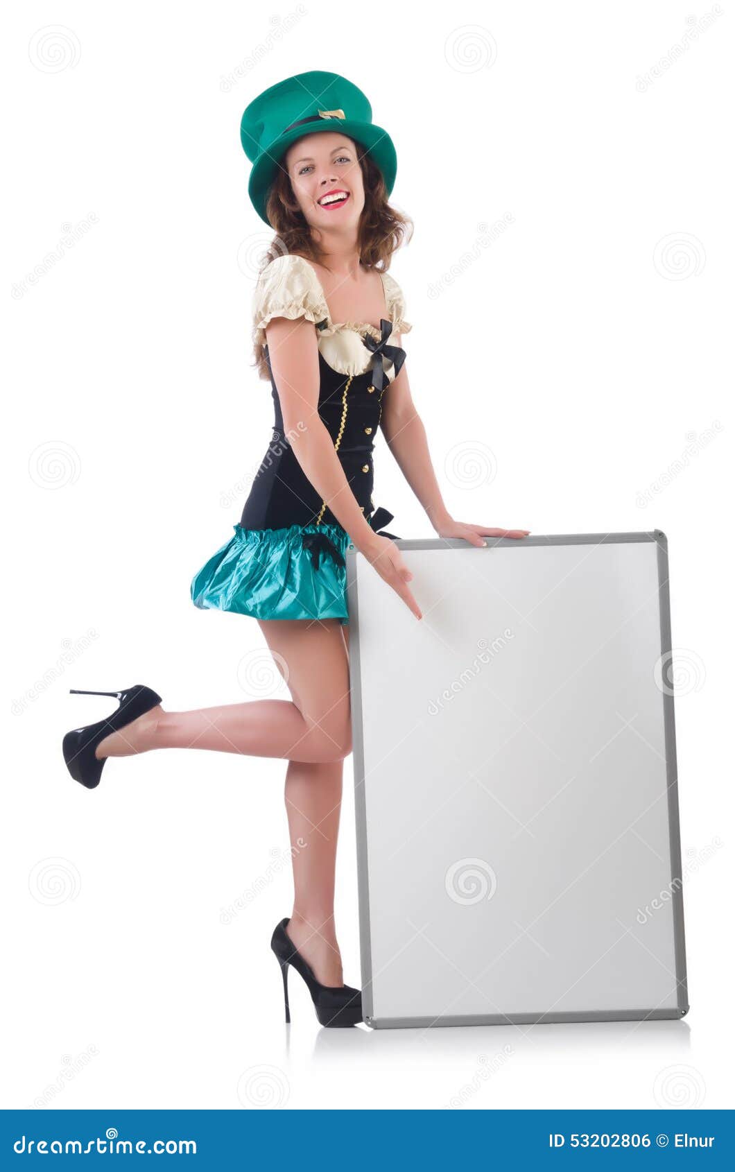 Female Model in Irish Costume Isolated on White Stock Photo - Image of ...