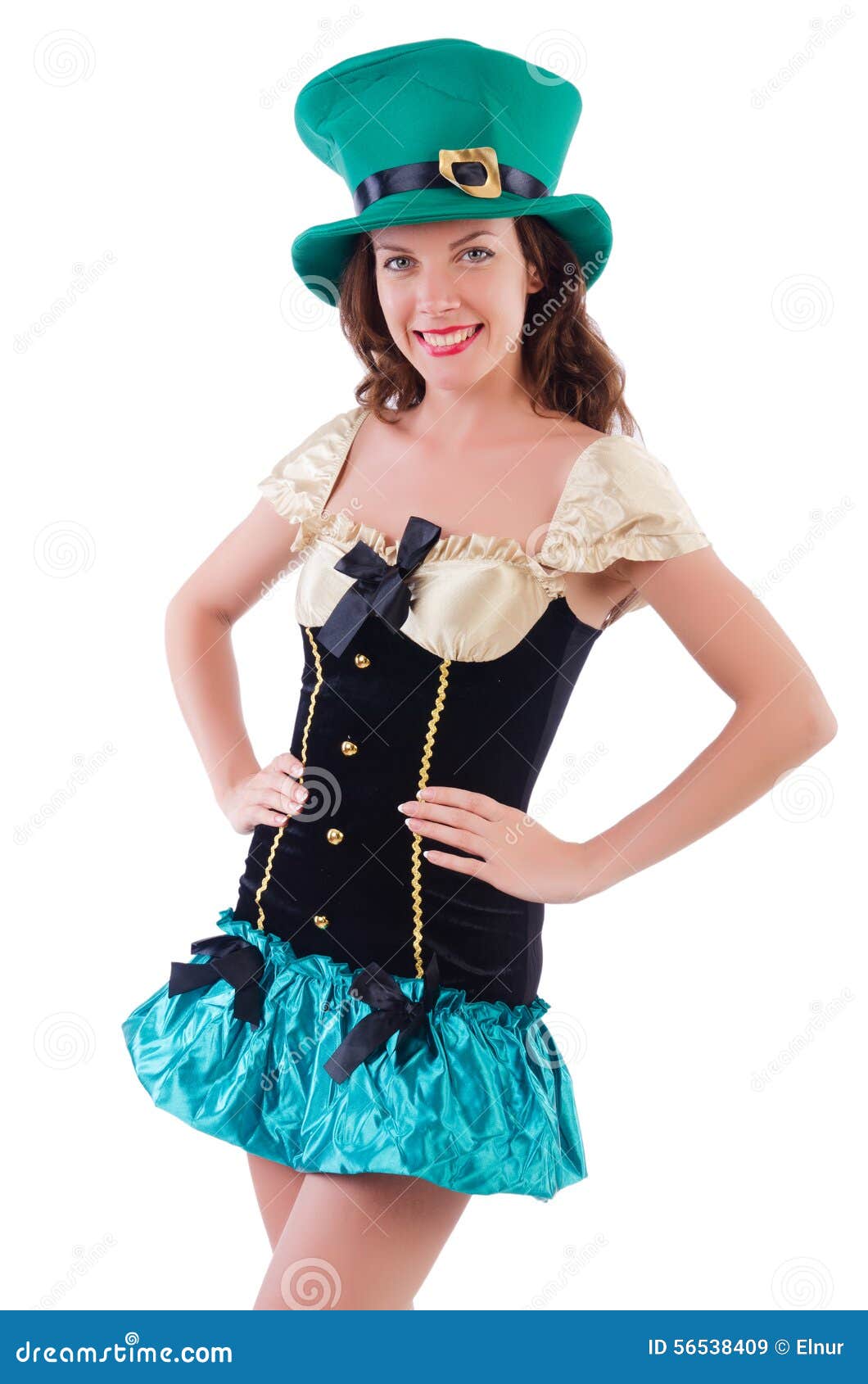 Female Model in Irish Costume Isolated on the Stock Image - Image of ...