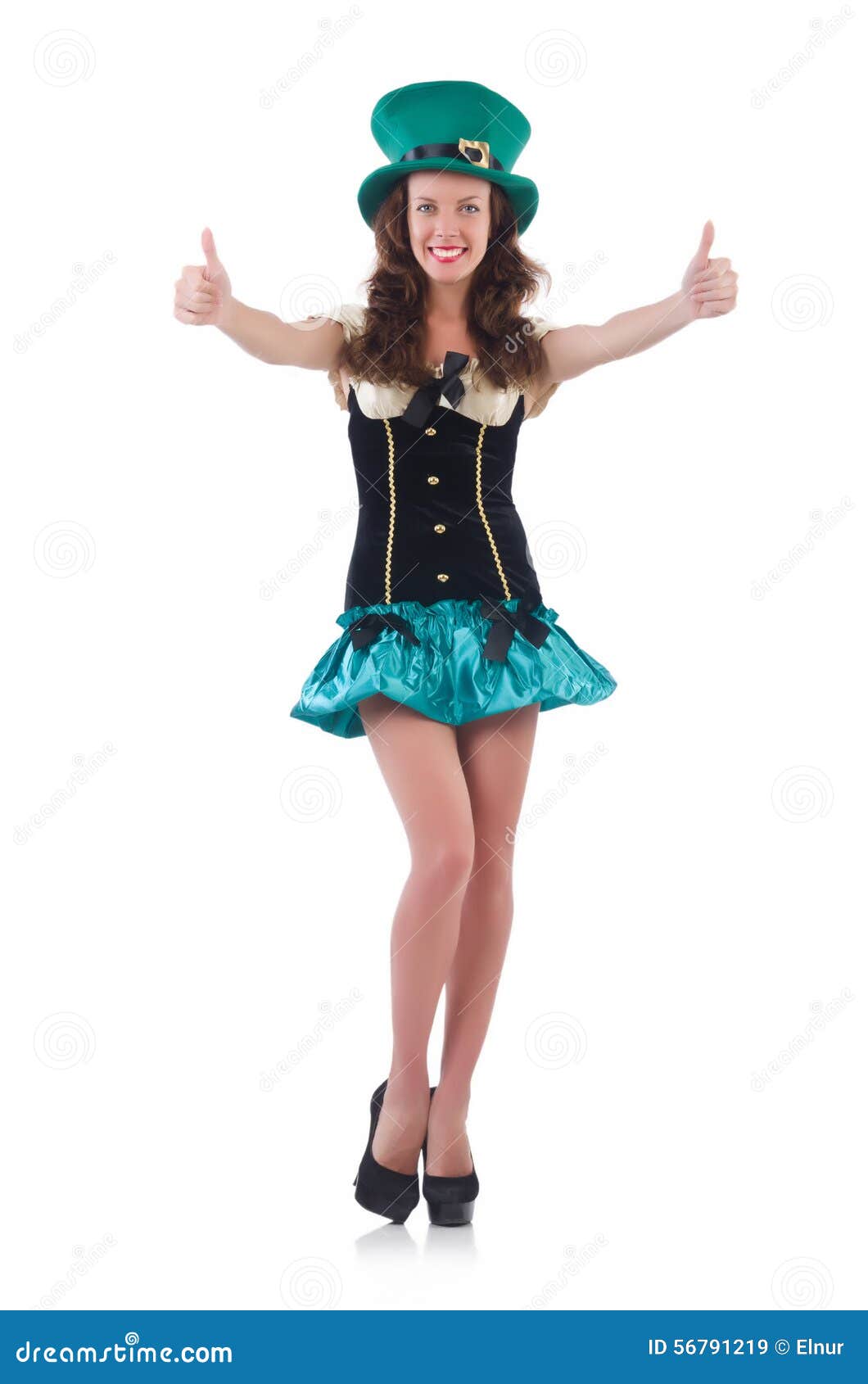 Female Model in Irish Costume Isolated on the Stock Image - Image of ...