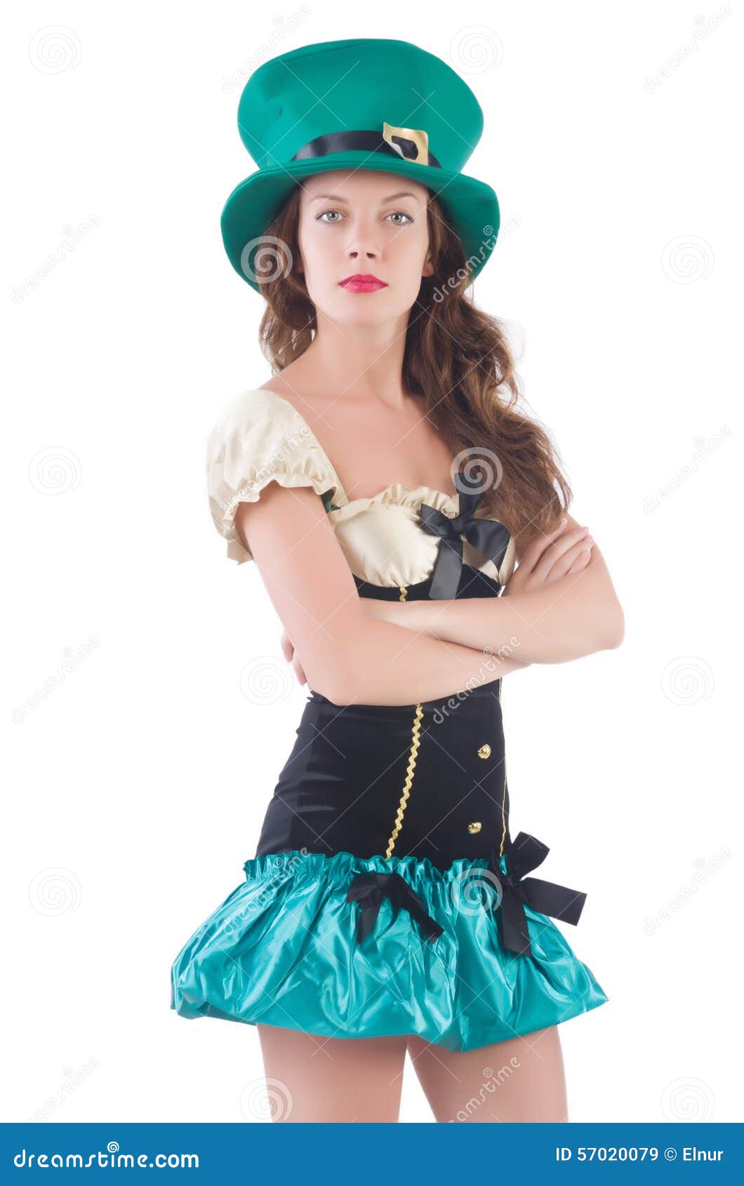 Female Model in Irish Costume Isolated on the Stock Image - Image of ...