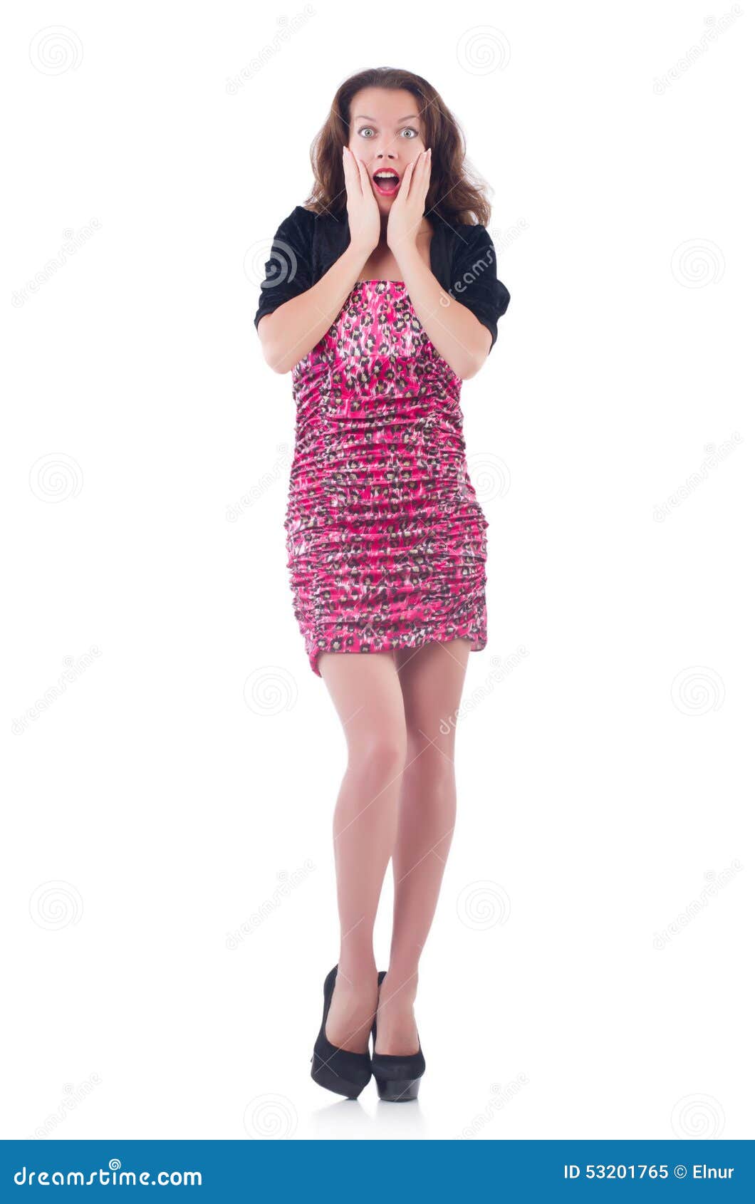 Female Model Isolated on White Stock Image - Image of lady, amazed ...