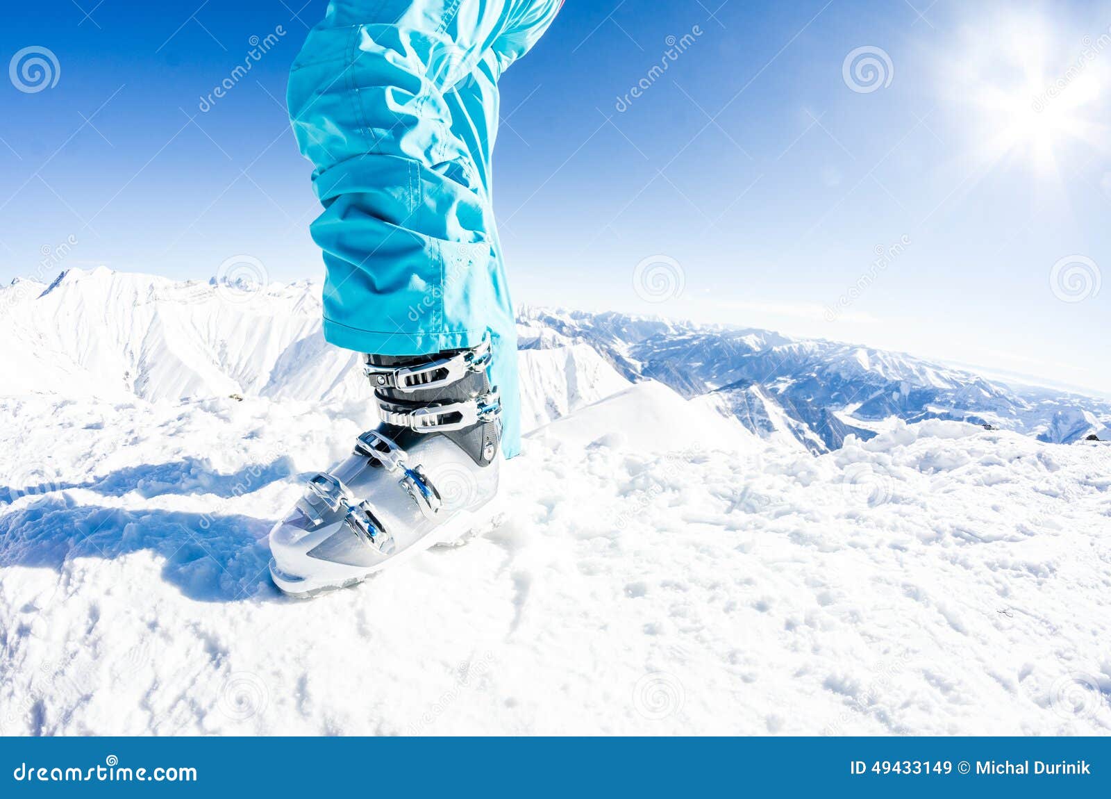 Female Model Posing Her Ski Boots Stock Image - Image of activity, hill ...