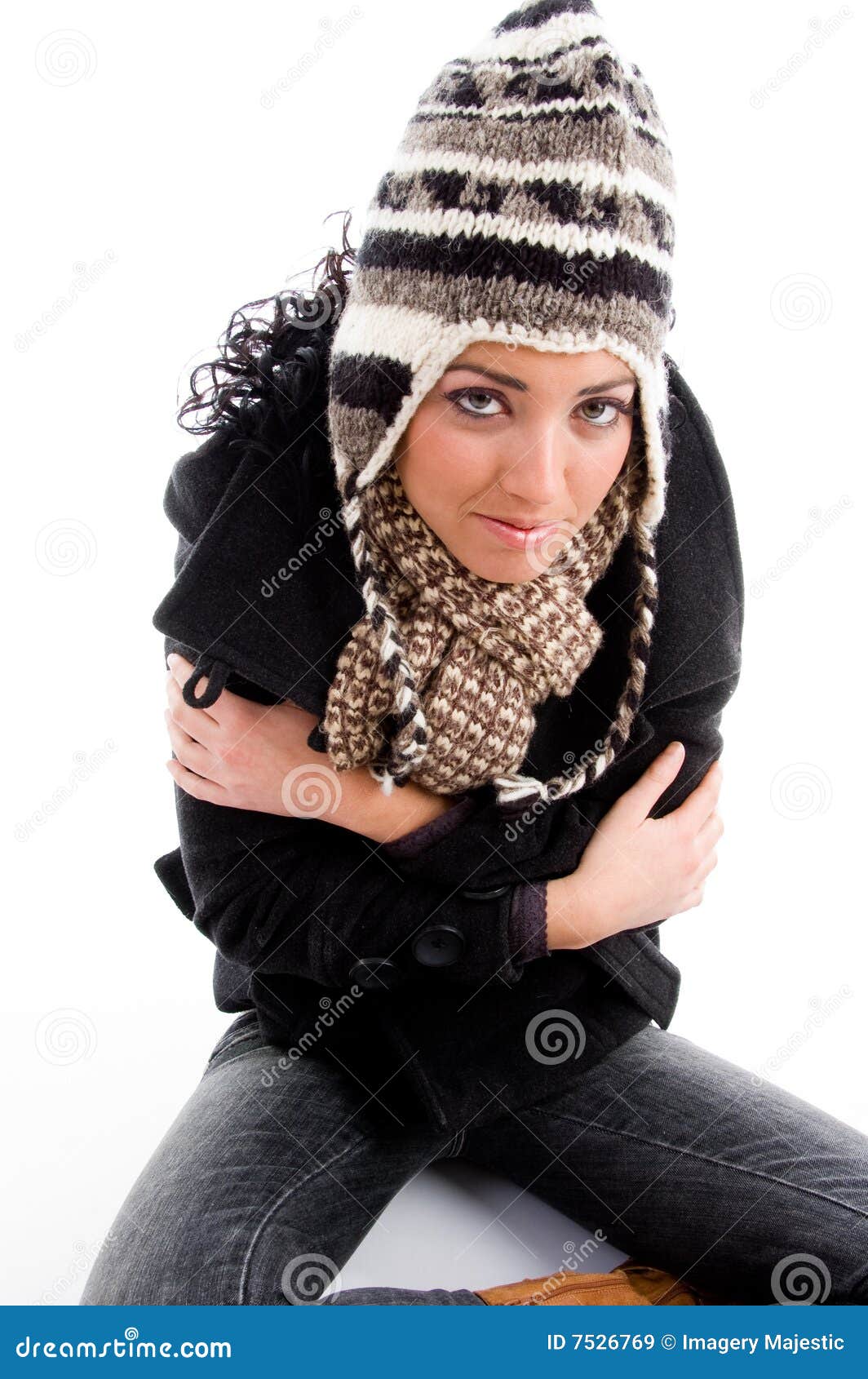 Female Model Shivering from Cold Stock Image - Image of feminine ...
