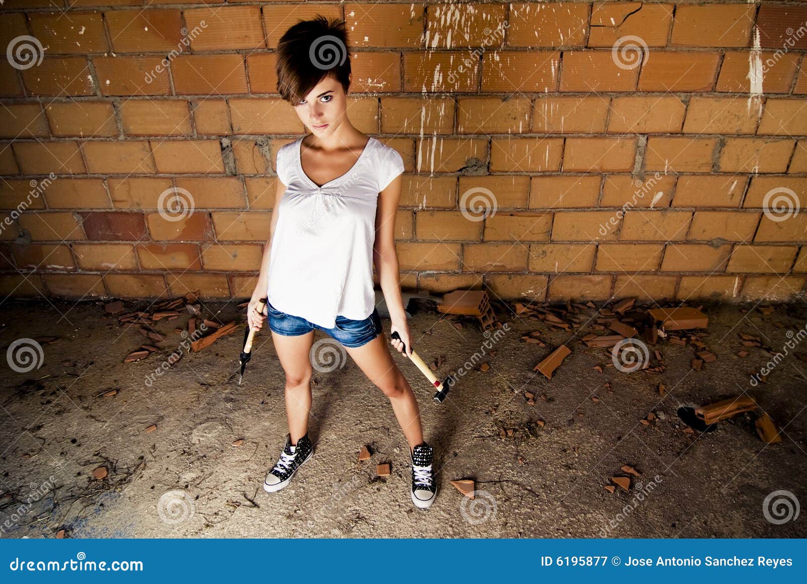 Female model with tools stock image. Image of builder - 6195877