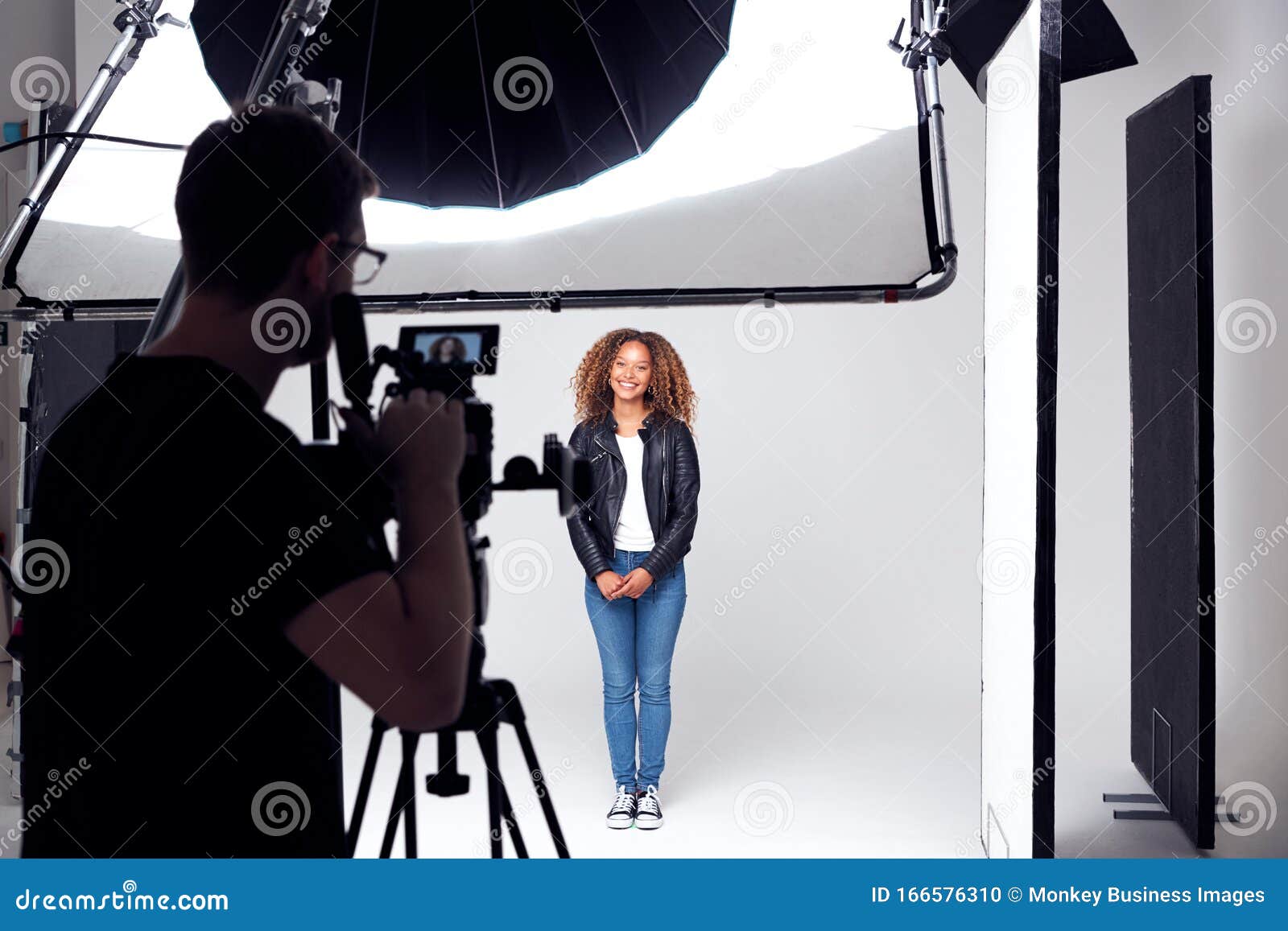 Female Model Working on Set in Photographic or Film Studio Stock Photo ...