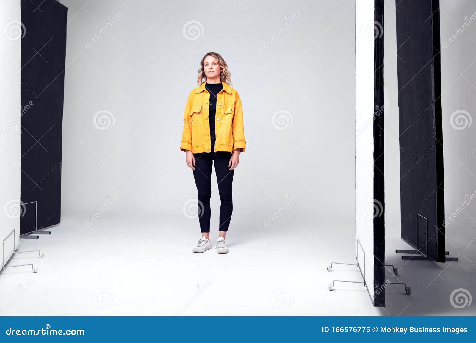 Female Model Working on Set in Photographic or Film Studio Stock Image ...