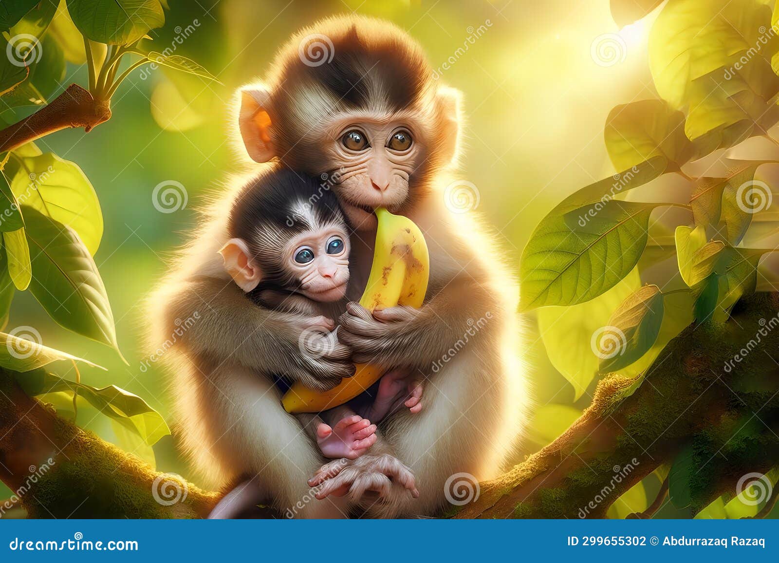 A Female Monkey with Her Child Stock Illustration - Illustration of ...