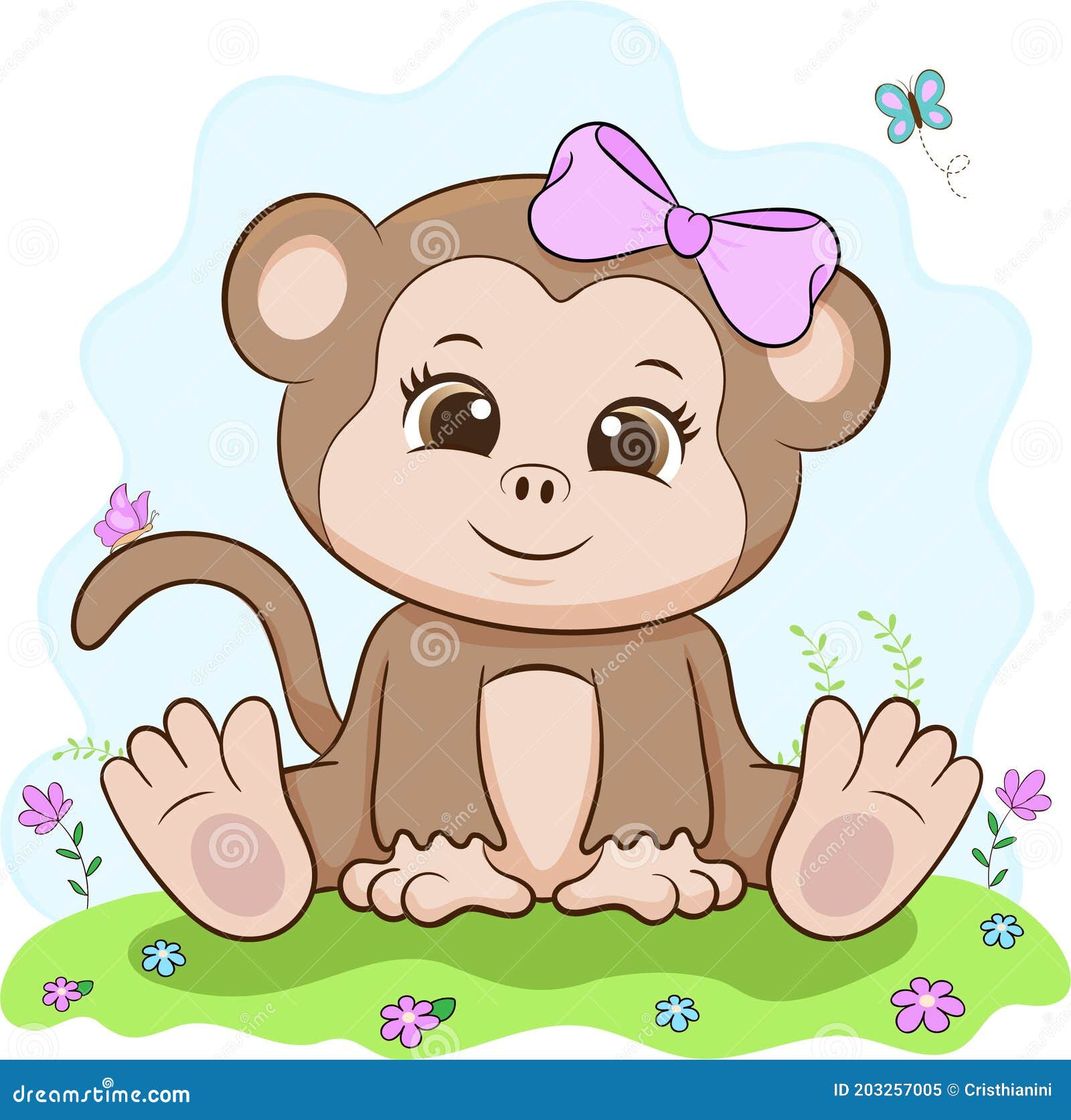 Female Monkey Vector stock vector. Illustration of girl - 203257005
