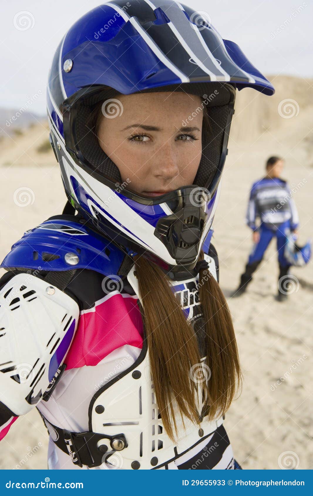 Female Motor Biker at Track Stock Image - Image of female, competition ...