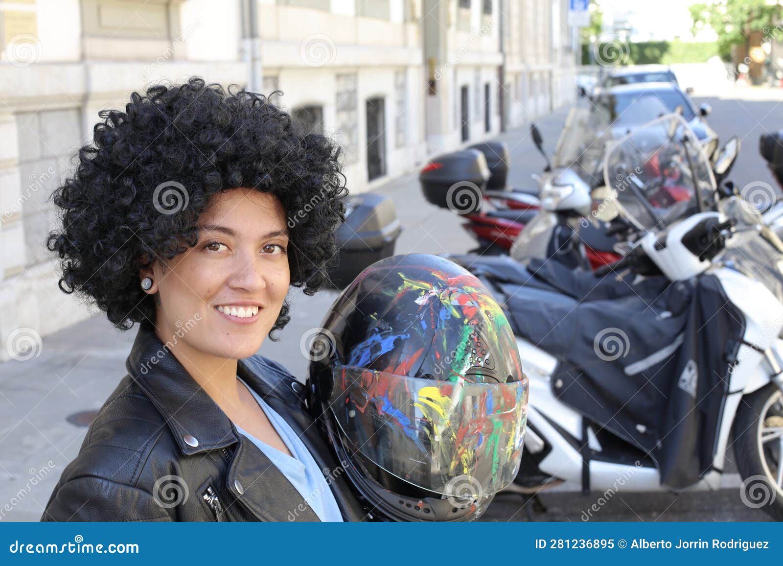 Female Motorcyclist in Urban Setting Stock Image - Image of motorcycle ...