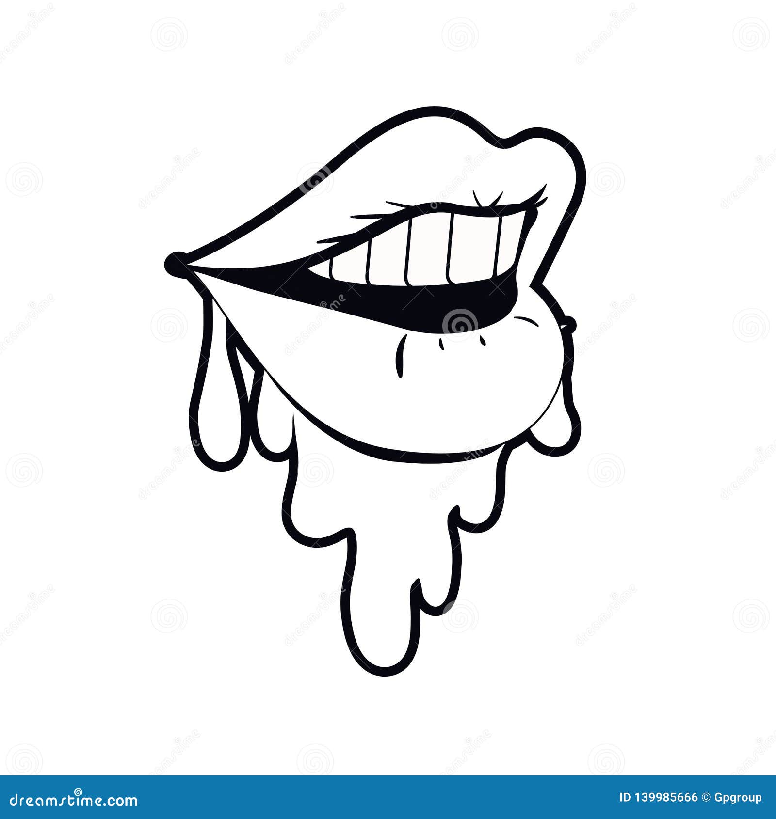 Female Mouth Dripping Isolated Icon Stock Vector - Illustration of ...