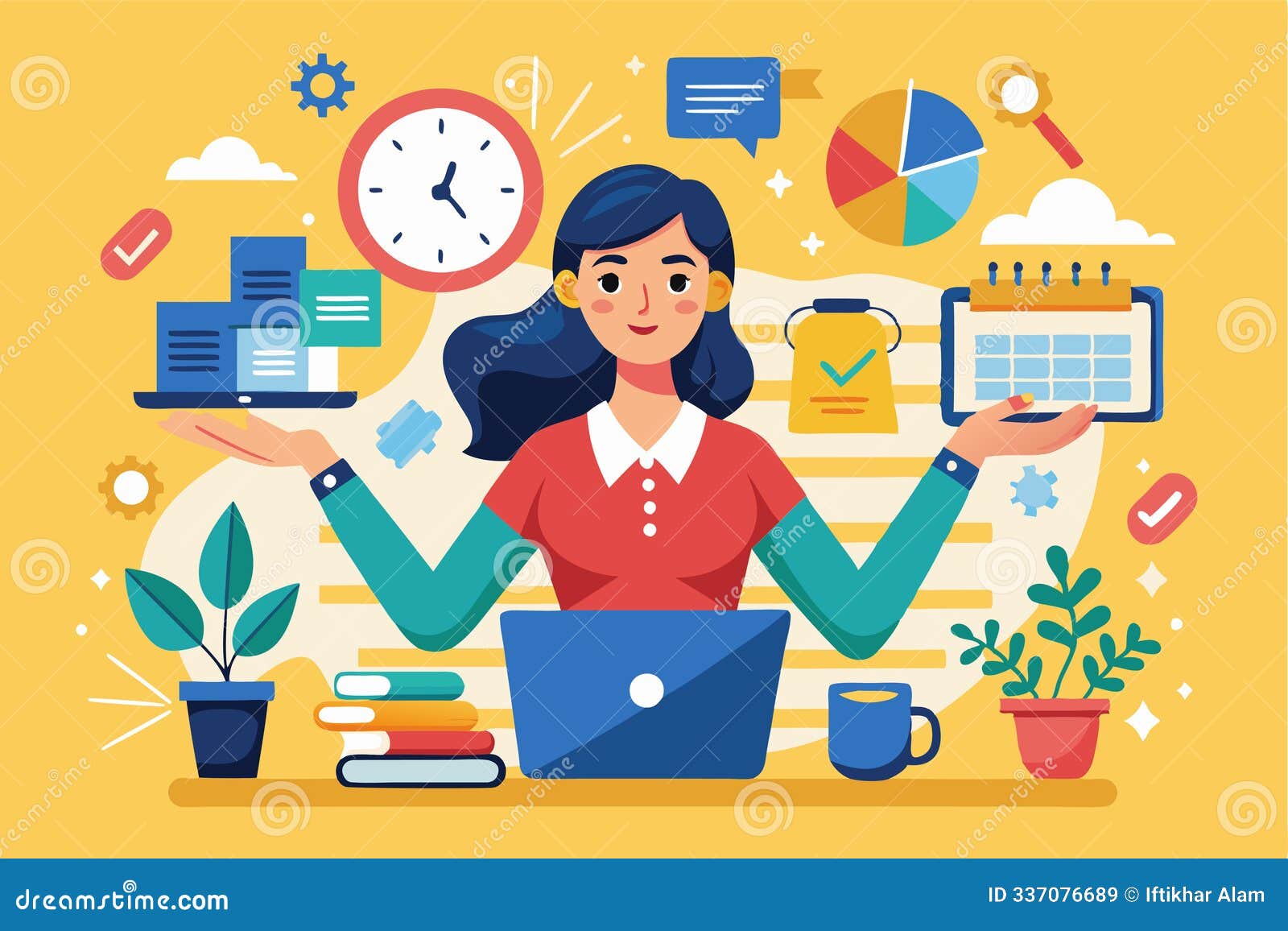 Laptop Clock Lupe And Worktime Design Vector Illustration | CartoonDealer.com #81514448