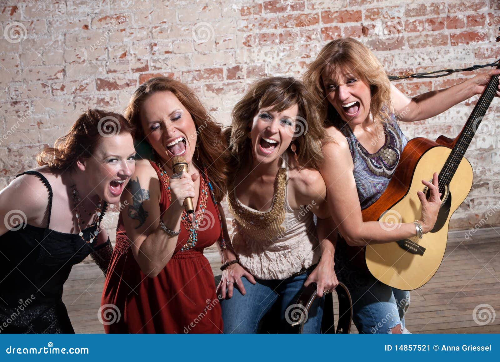 Female musicians stock image. Image of band, sing, play - 14857521