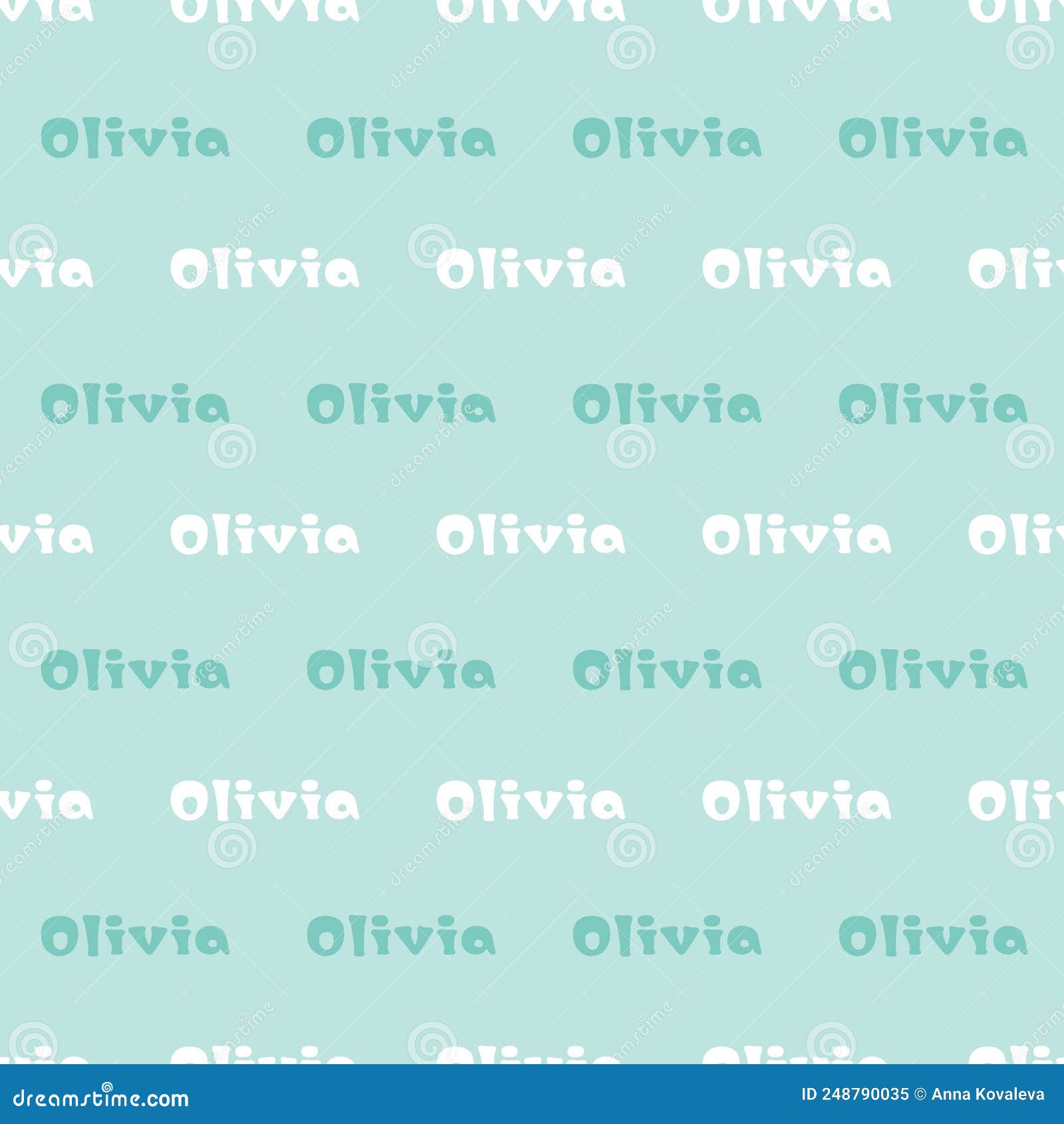 Olivia English Name Greeting Lettering Card Cartoon Vector ...