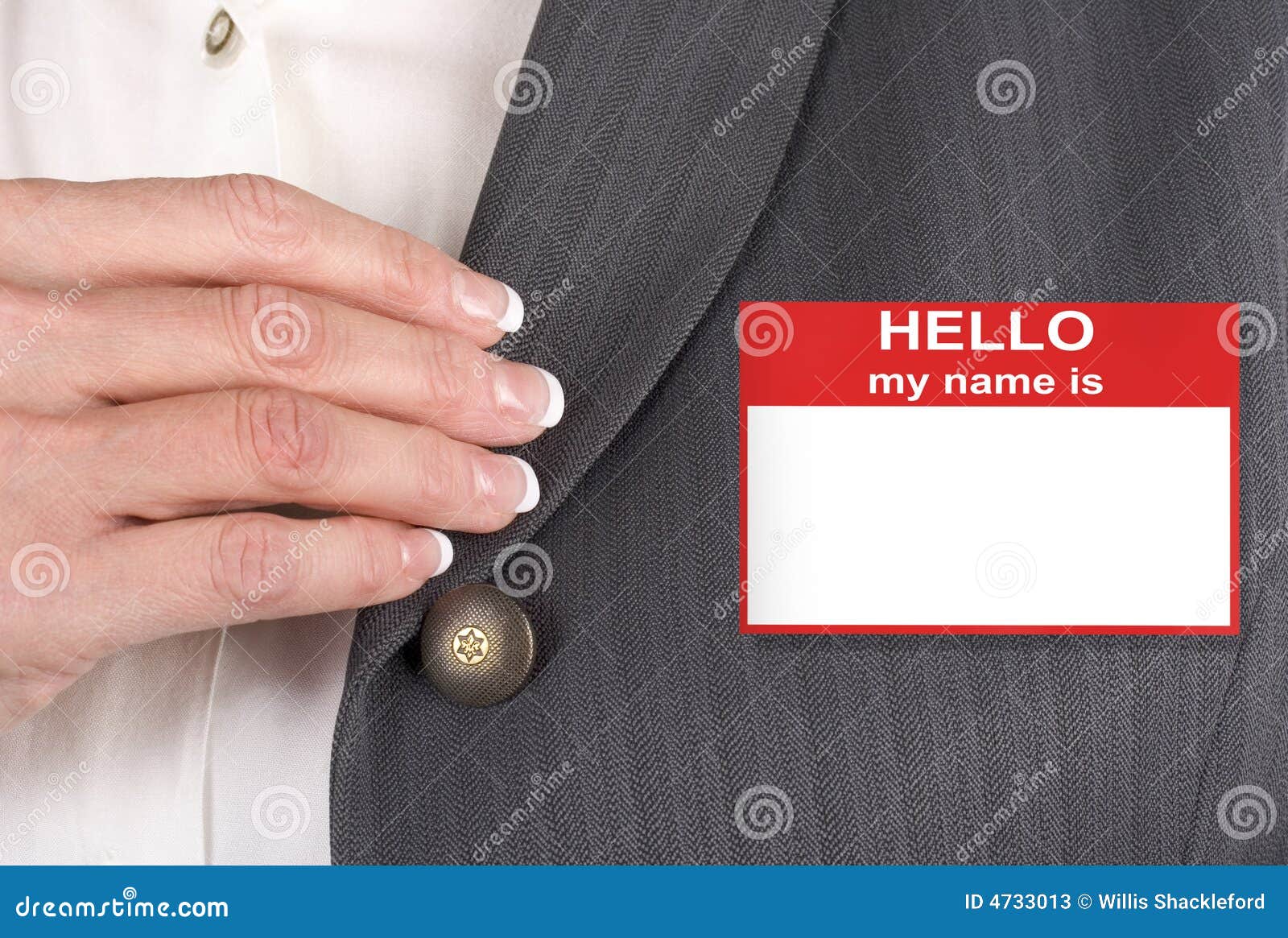 Female with name tag stock image. Image of party, business - 4733013