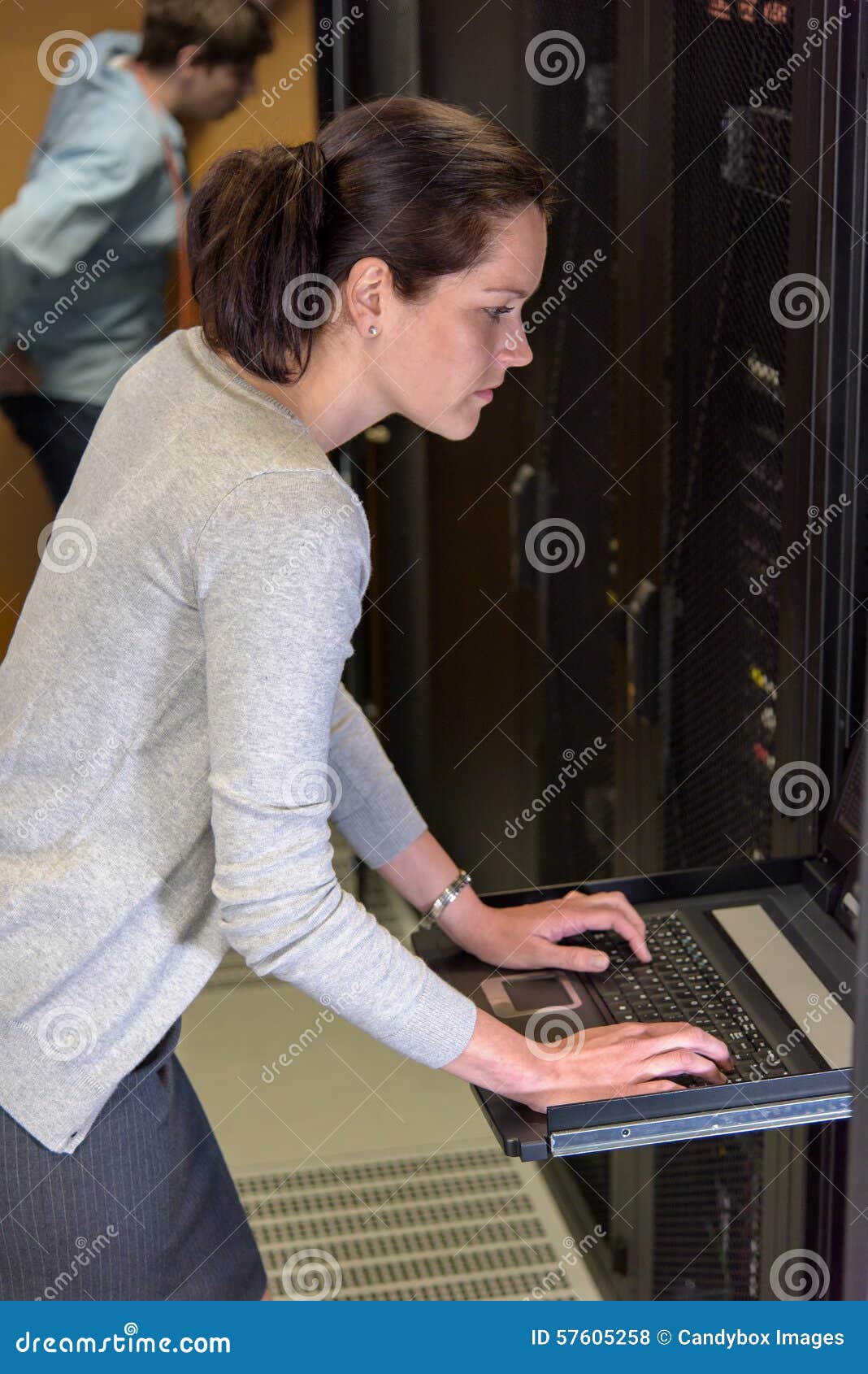 Female Network Engineer in Dataserver Stock Photo - Image of database ...