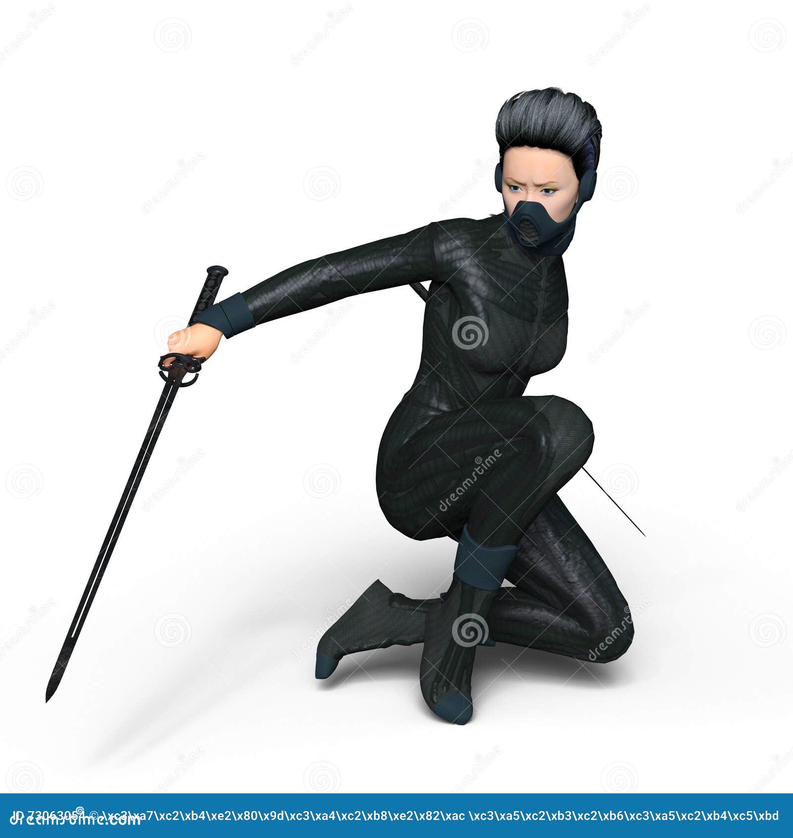 Female ninja stock illustration. Illustration of sword - 73063054