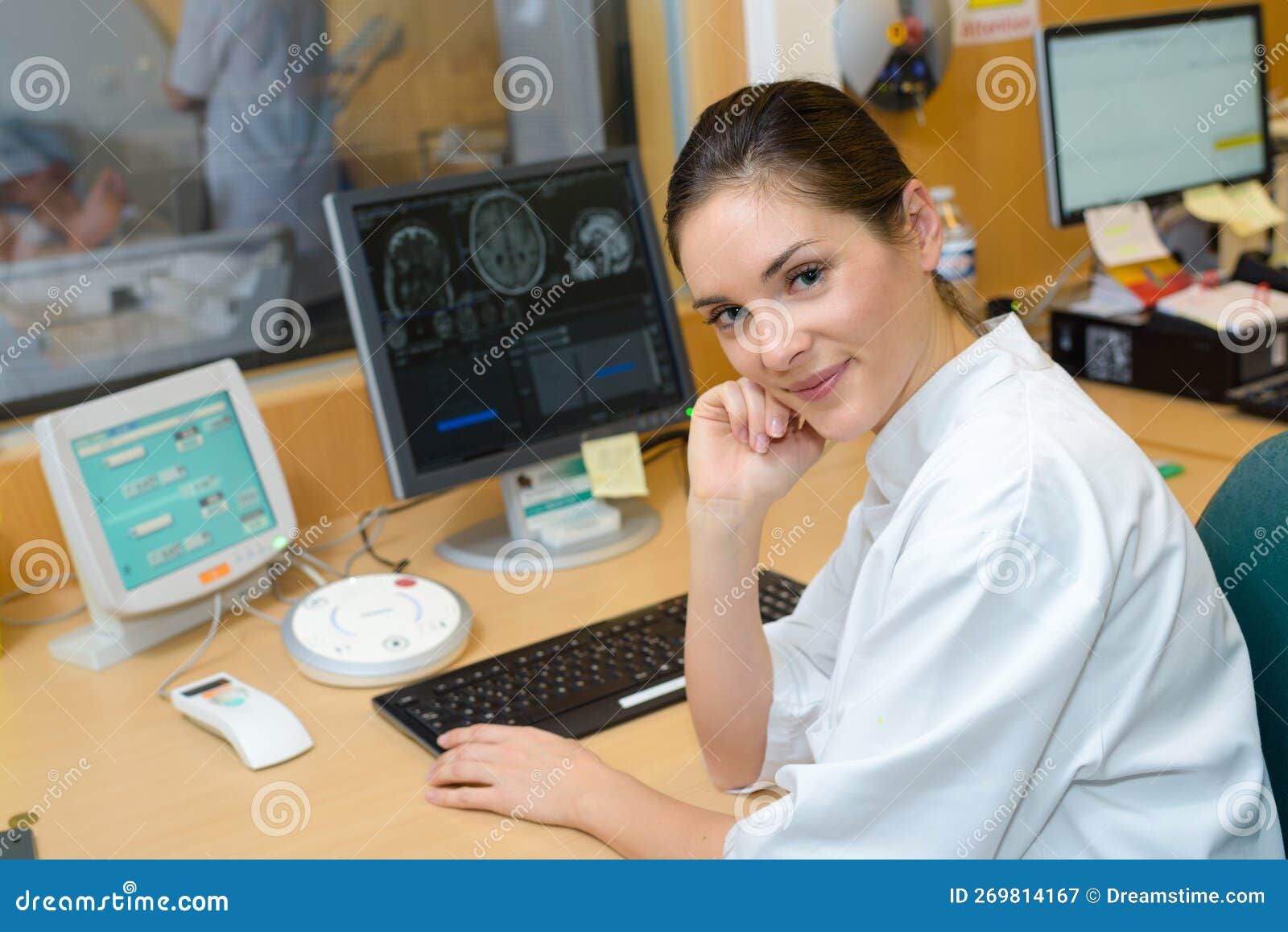 Female Nurse Analysing Scan Imagery Stock Image - Image of indoors ...