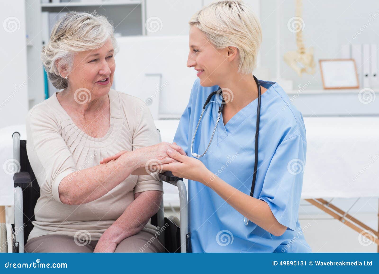 Female Nurse Checking Flexibility of Patients Wrist Stock Image - Image ...
