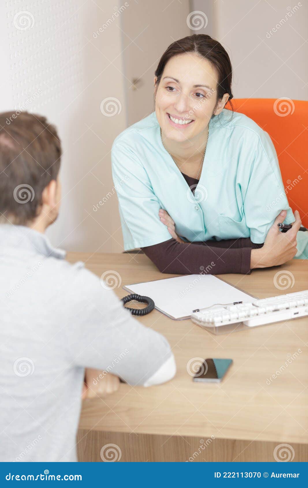 Female Nurse Flirting with Patient Stock Photo - Image of analyzing ...