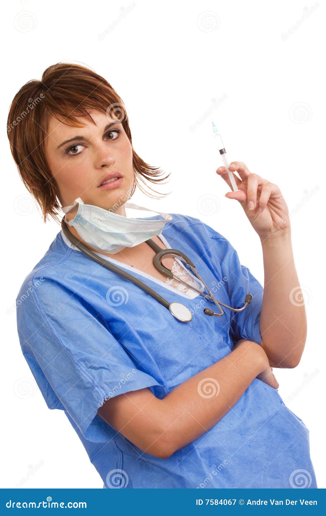 Female Nurse Holding a Filled Syringe Stock Image - Image of care ...