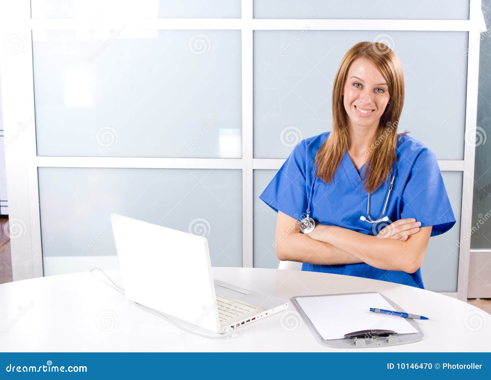 Female Nurse Isolated on White Stock Photo - Image of happiness, lady ...
