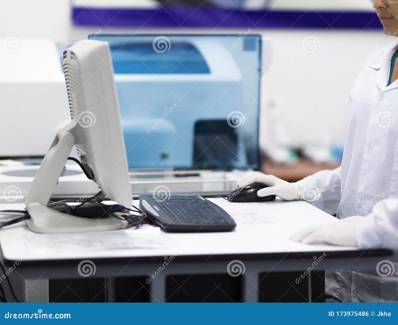Female Nurse Working on Laptop Computer Stock Photo - Image of ...