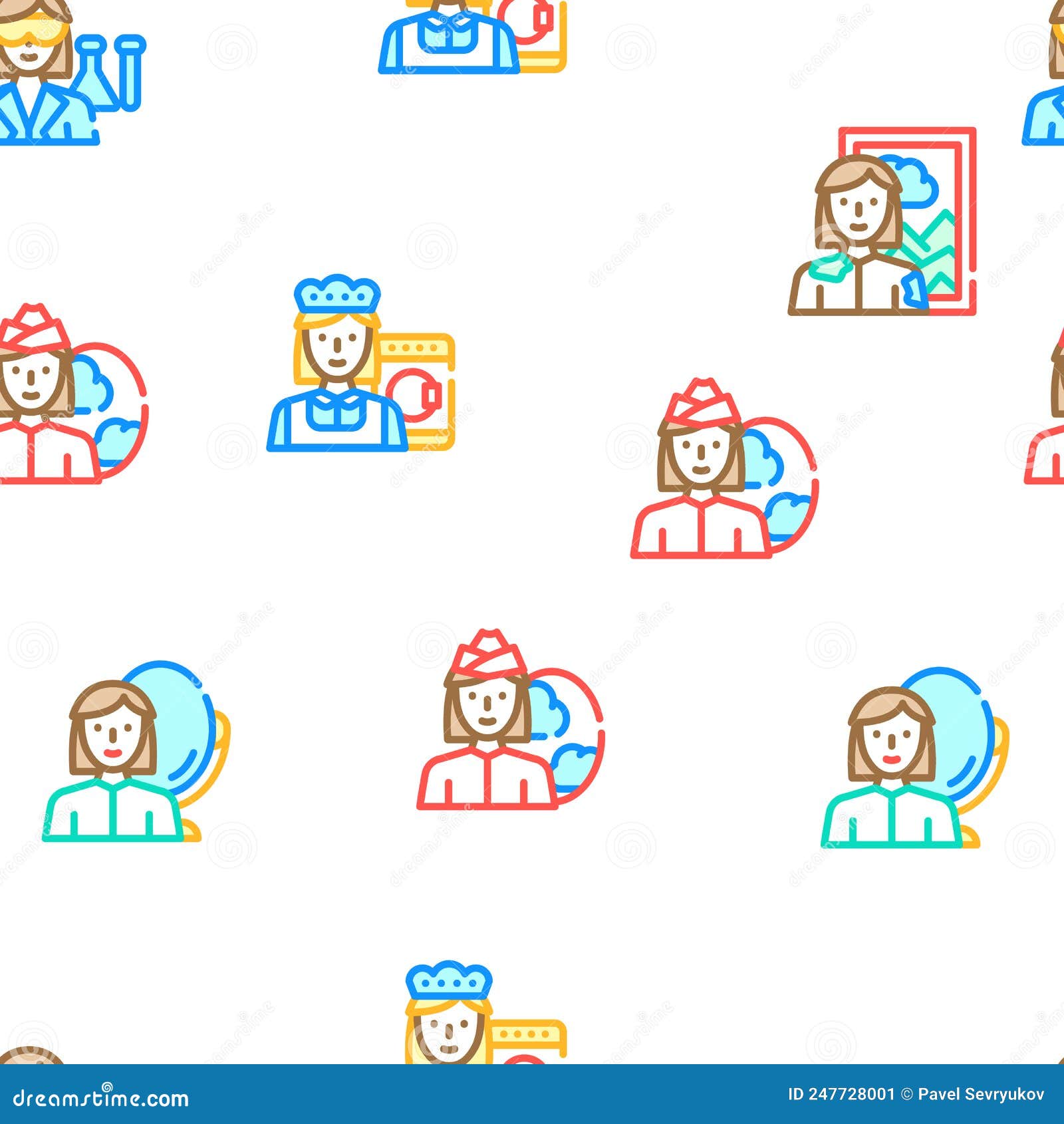 Female Occupation Vector Seamless Pattern Stock Illustration ...